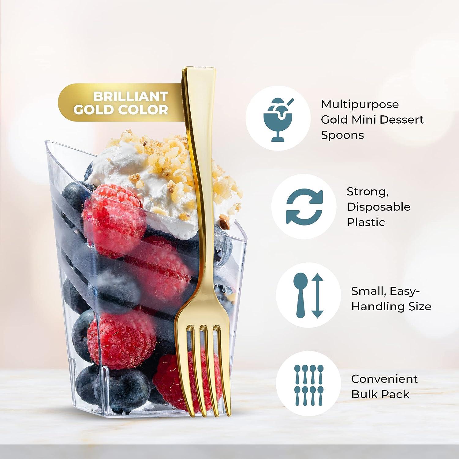 80 Count Plastic Mini Gold Tasting Forks - Perfect for Appetizers ...