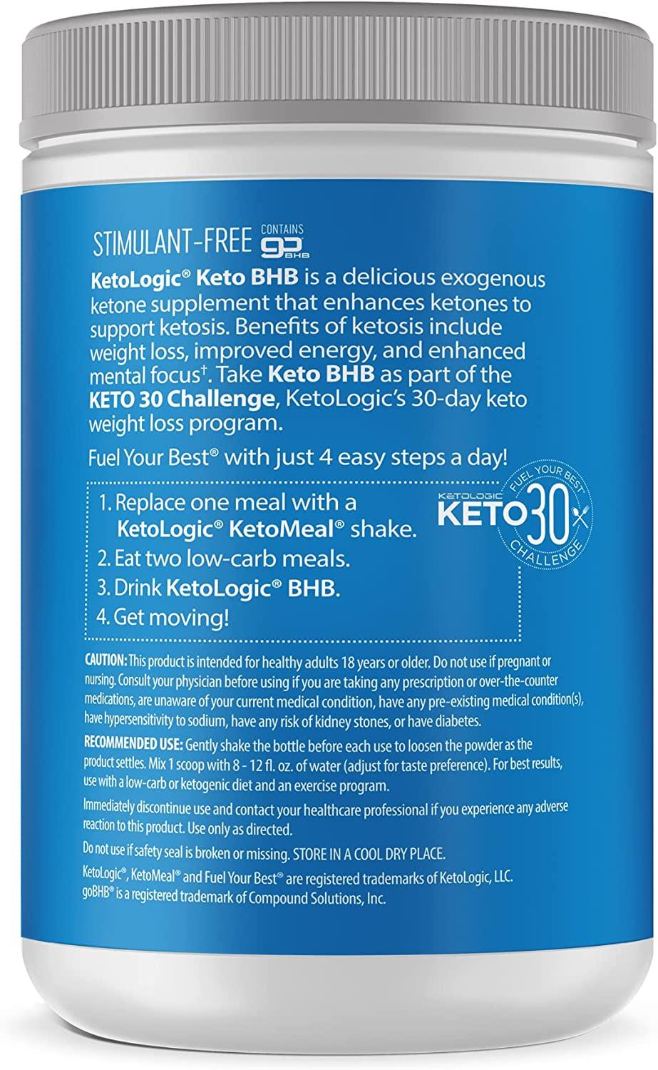 KetoLogic BHB Exogenous Ketones Powder with Electrolytes & Patented ...