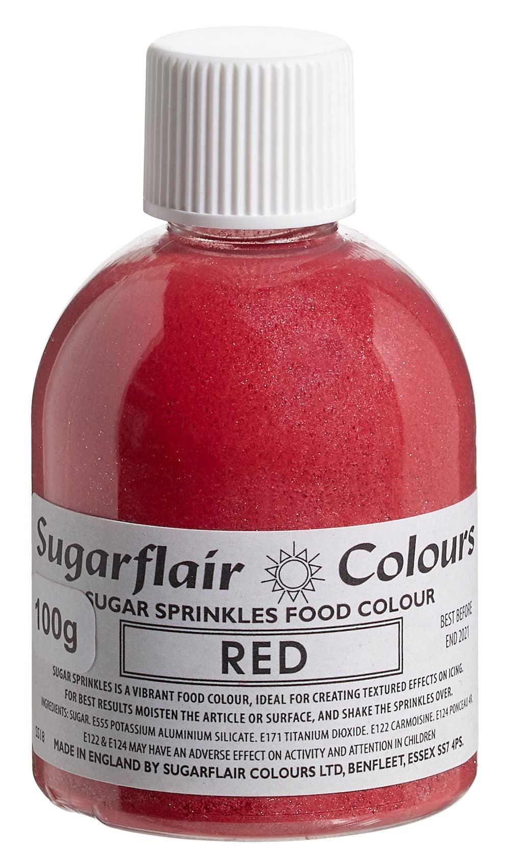 Sugarflair Red Edible Glitter Sugar Sprinkles - for Cake Decorating ...