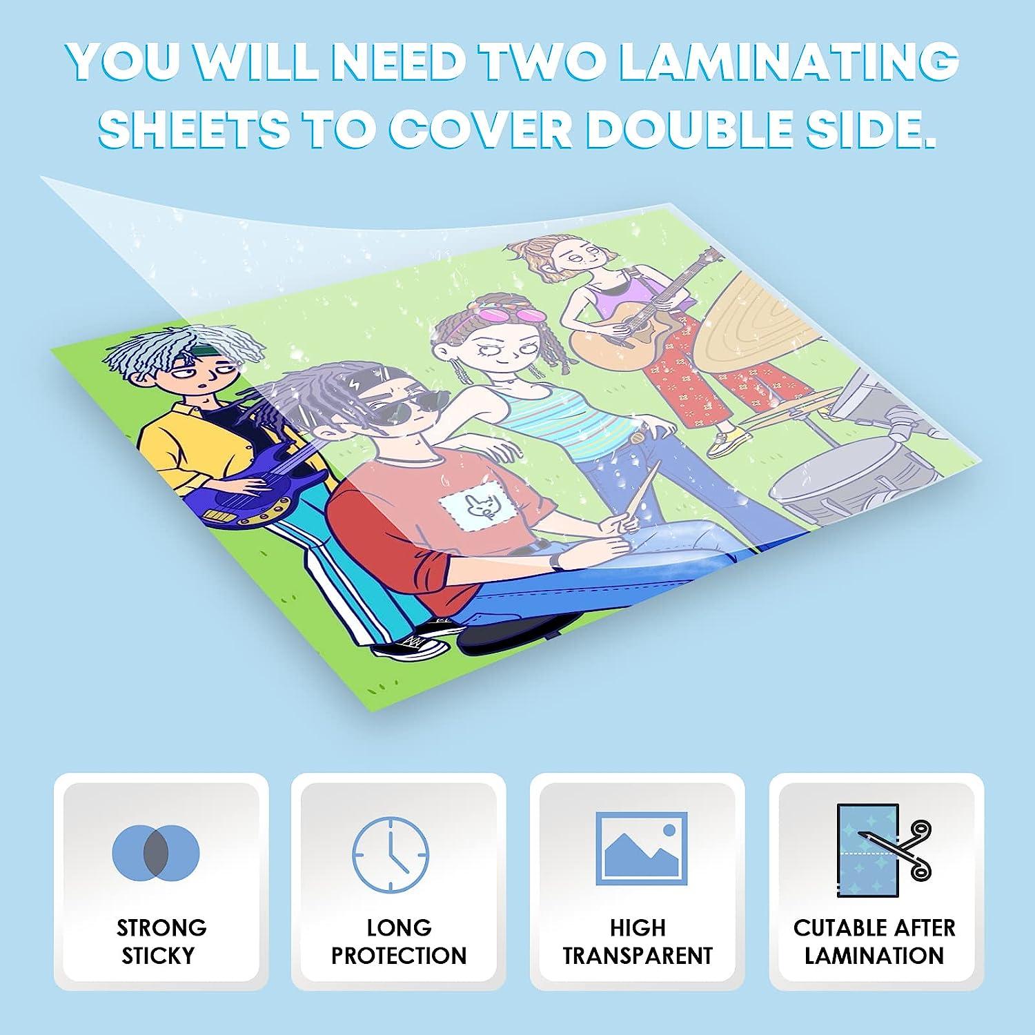 HTVRONT Self-Adhesive Laminating Sheets-50 Sheets 9 X 12 Inches Self ...