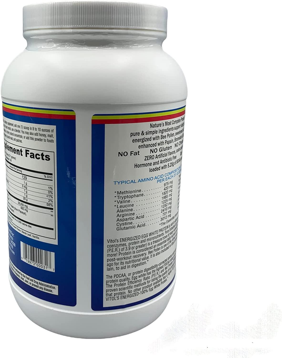 Vitol 100% Egg Protein Vanilla 40 oz - Pure Protein Supplement | Buy ...