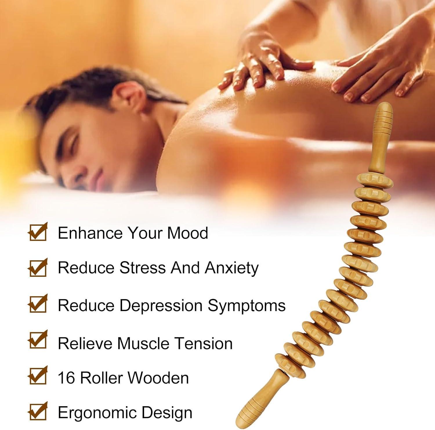 Altamenjor Wooden Fascia Roll - Gua Sha Massage Roller for Muscle ...