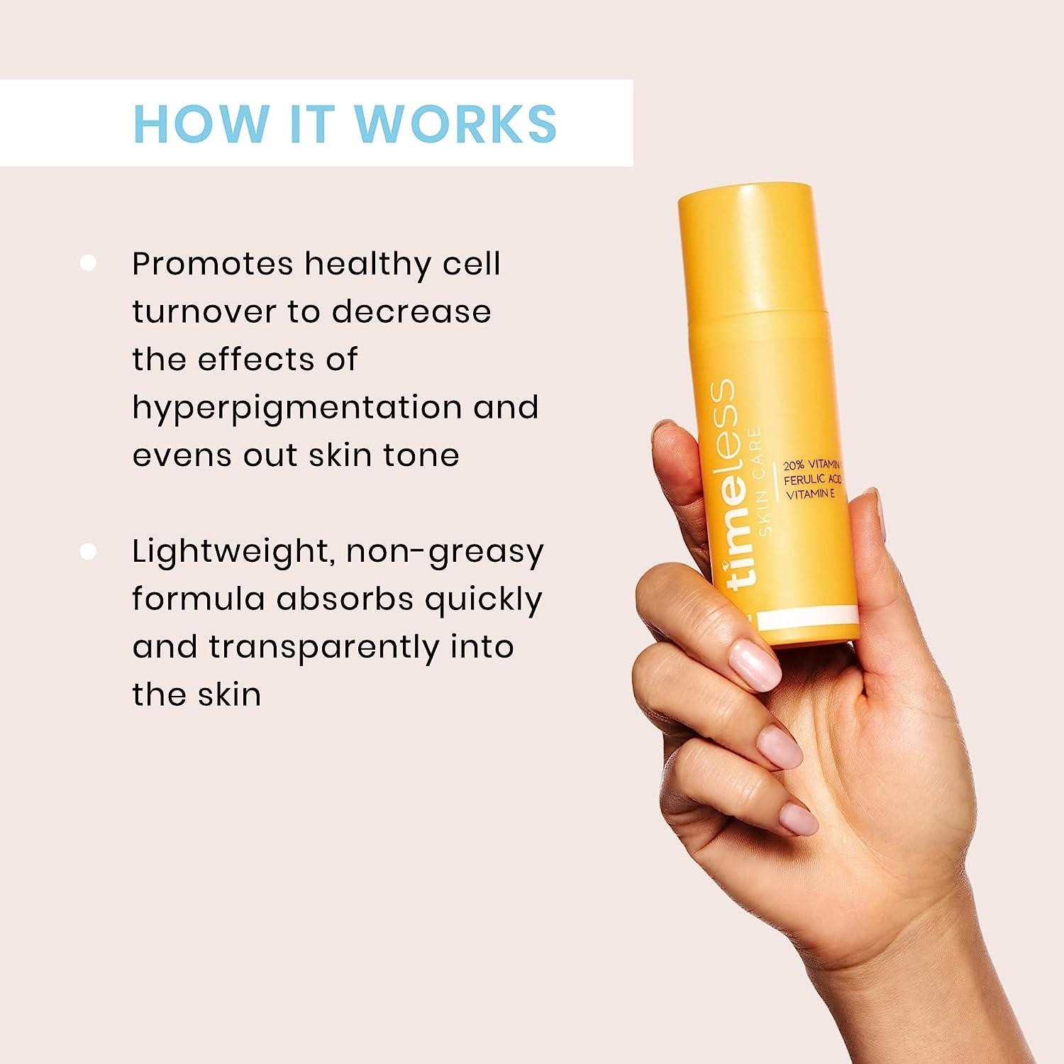 Timeless Skin Care Vitamin C Serum 20% with E Ferulic Acid - 4 oz ...