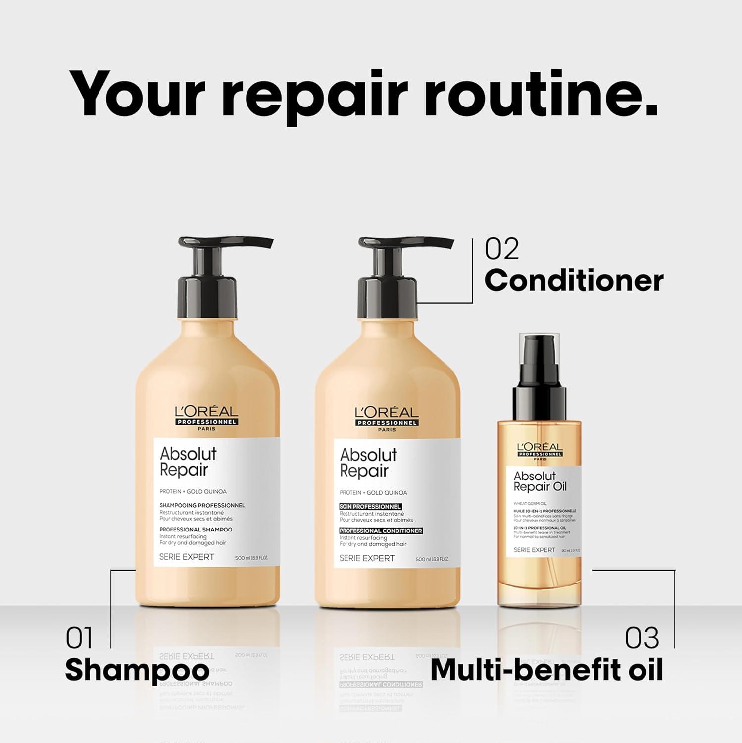 L Or al Professionnel 10-in-1 Leave-in Oil With Protein And Gold Quinoa for Dry And Damaged Hair ...