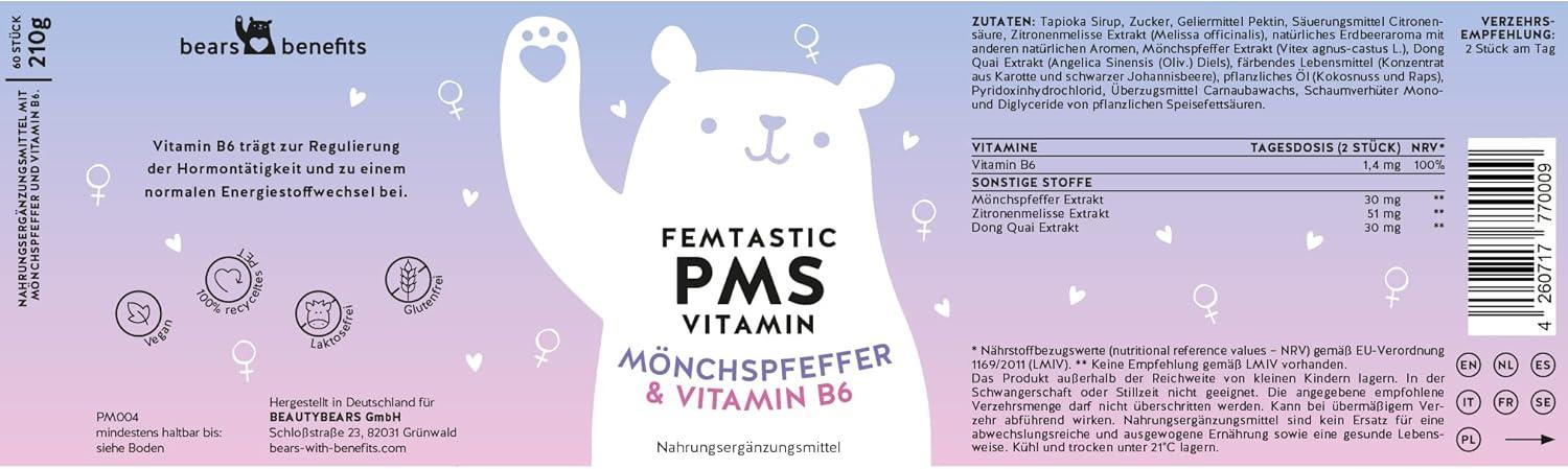 PMS Gummy Bears - High-Dose Monk Pepper & Dong Quai for Hormonal ...