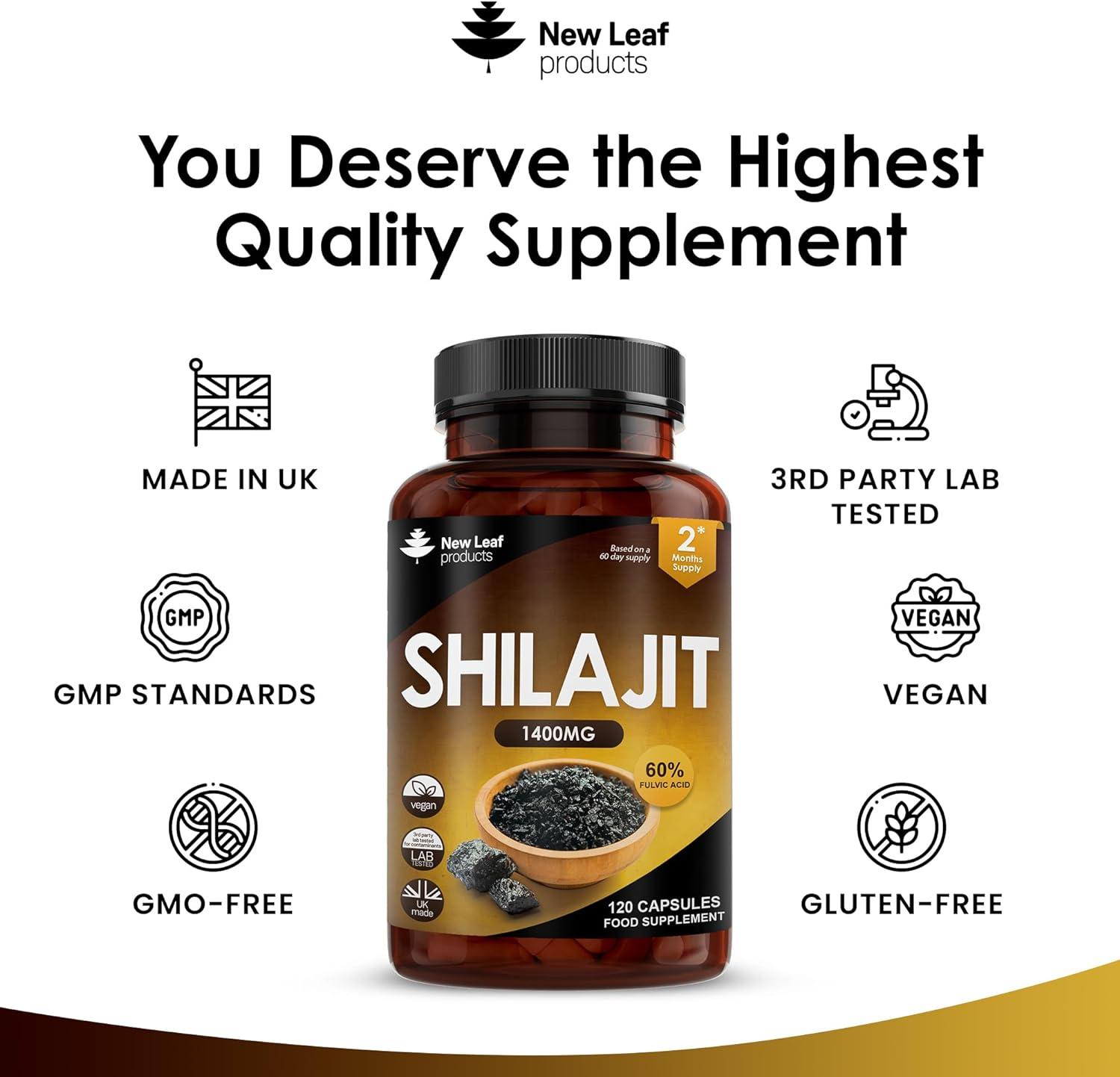 Premium Shilajit Capsules 1400mg 60% Fulvic Acid - High Strength ...