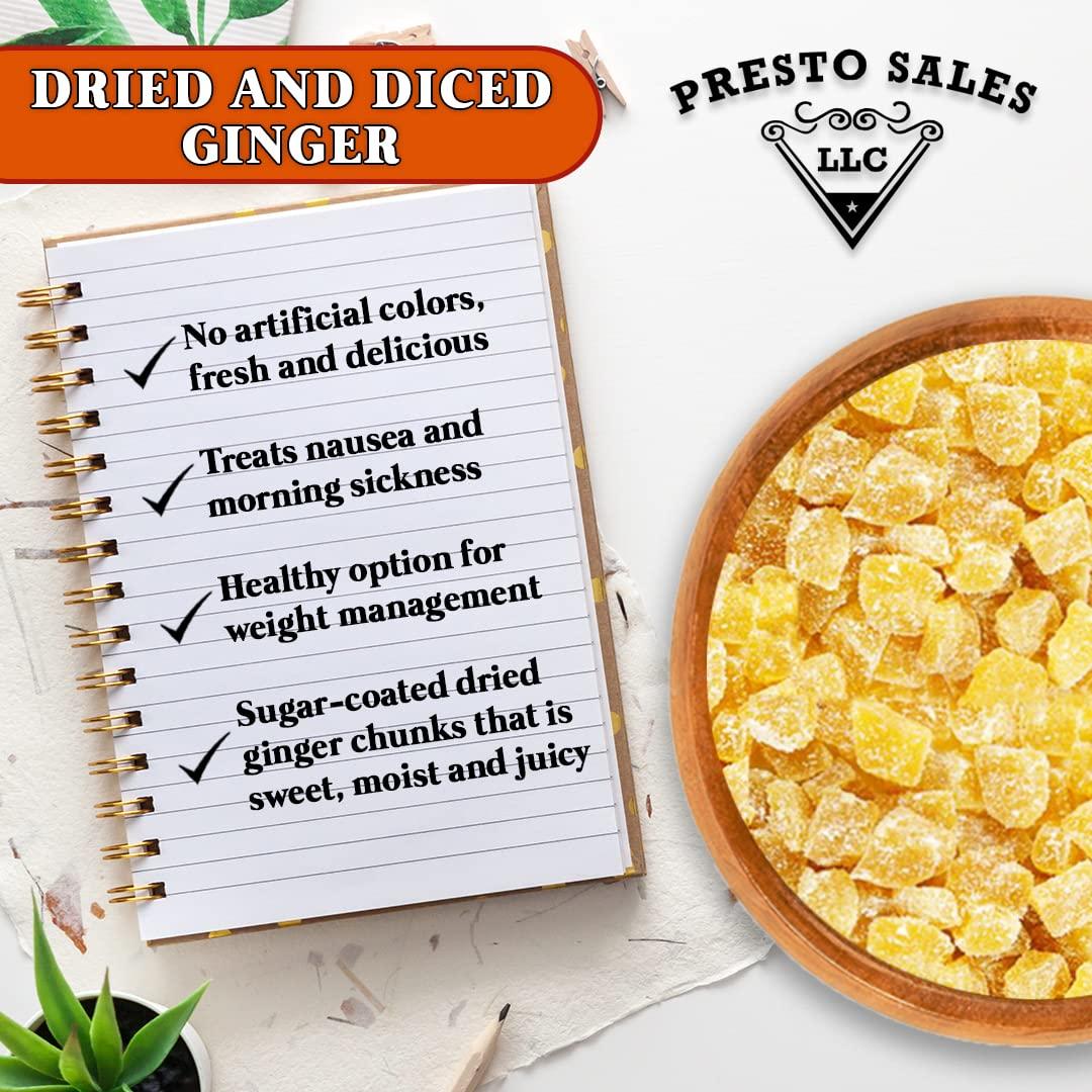 Presto Sales Crystallized Ginger Pieces 16 oz - Unsulphured Dried ...