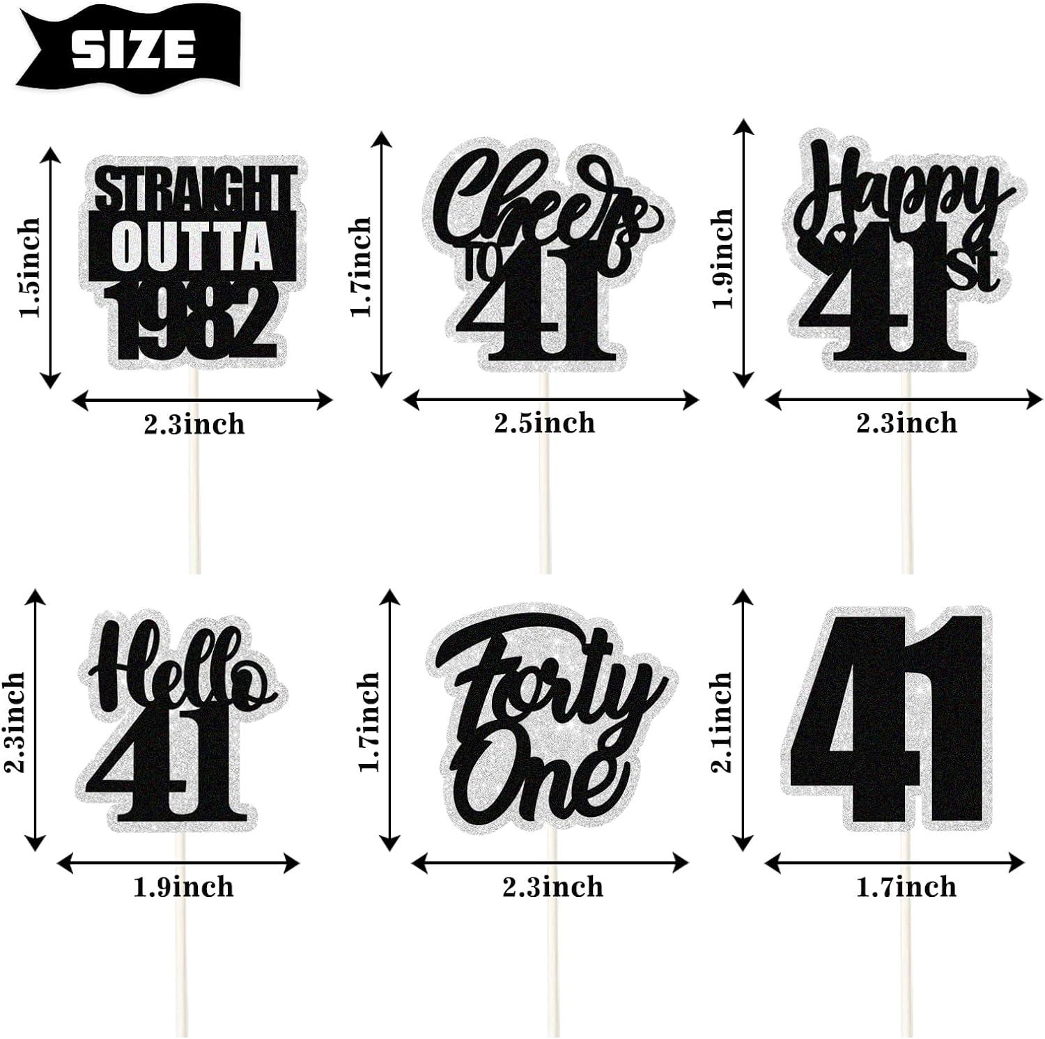 Happy 41st Cupcake Topper 18pcs Straight Outta 1982 Cheer to 41 Years ...