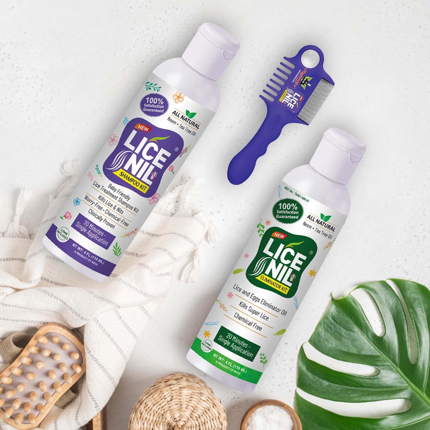 Lice Removal Super Kit - Tea Tree Coconut & Aloe Vera Oil & Shampoo (4 ...