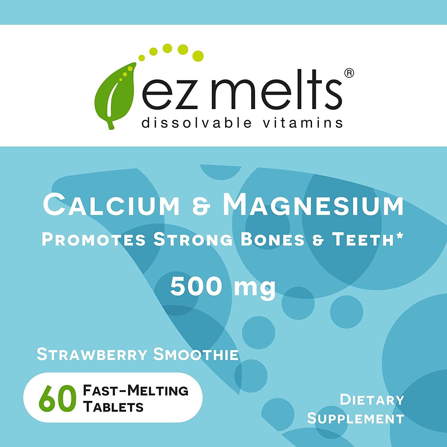EZ Melts Calcium & Magnesium with Vegan D3 500mg | 60 Fast Dissolve ...