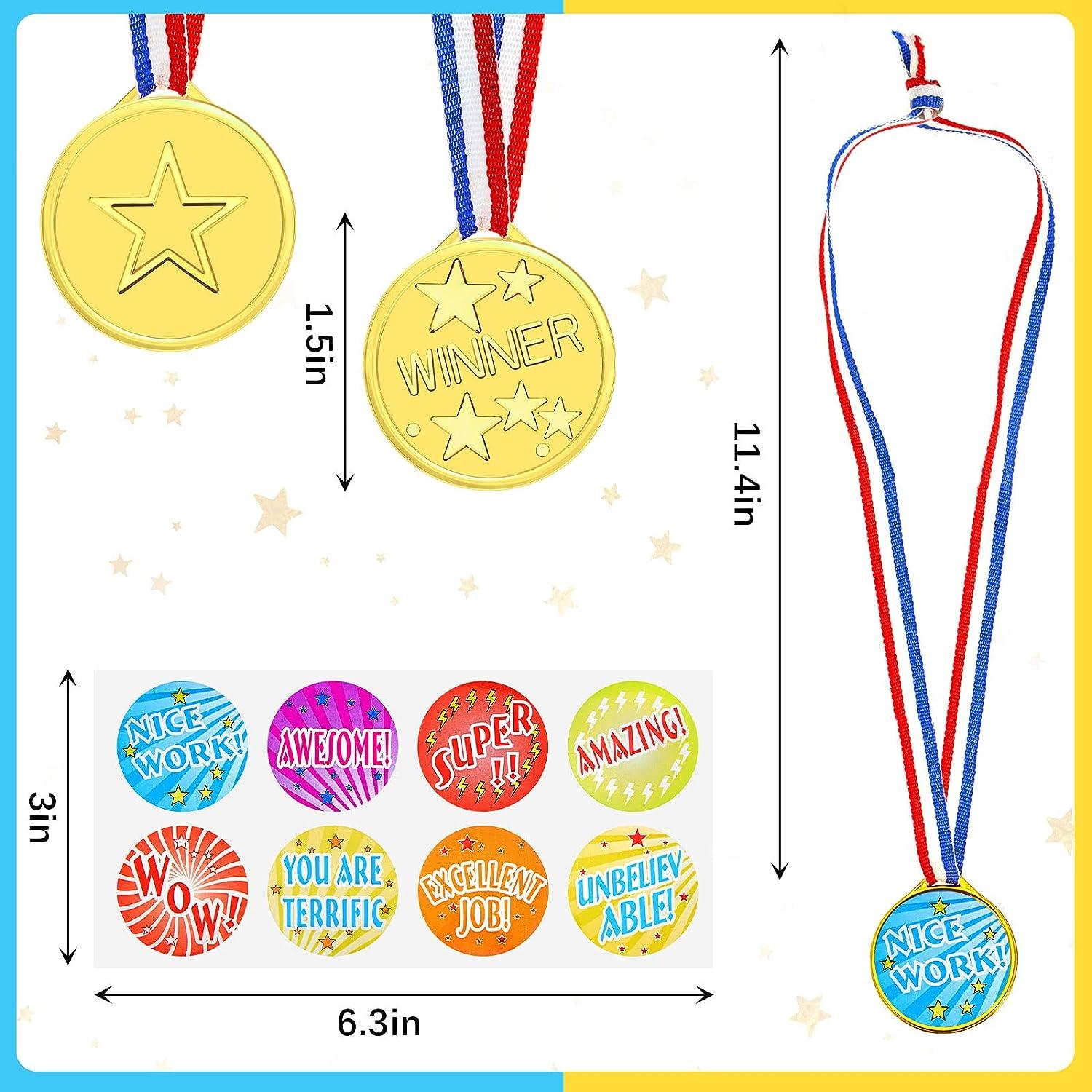 Gold Kids Plastic Award Medals Assortment - Set of 24 with Neck Ribbon ...