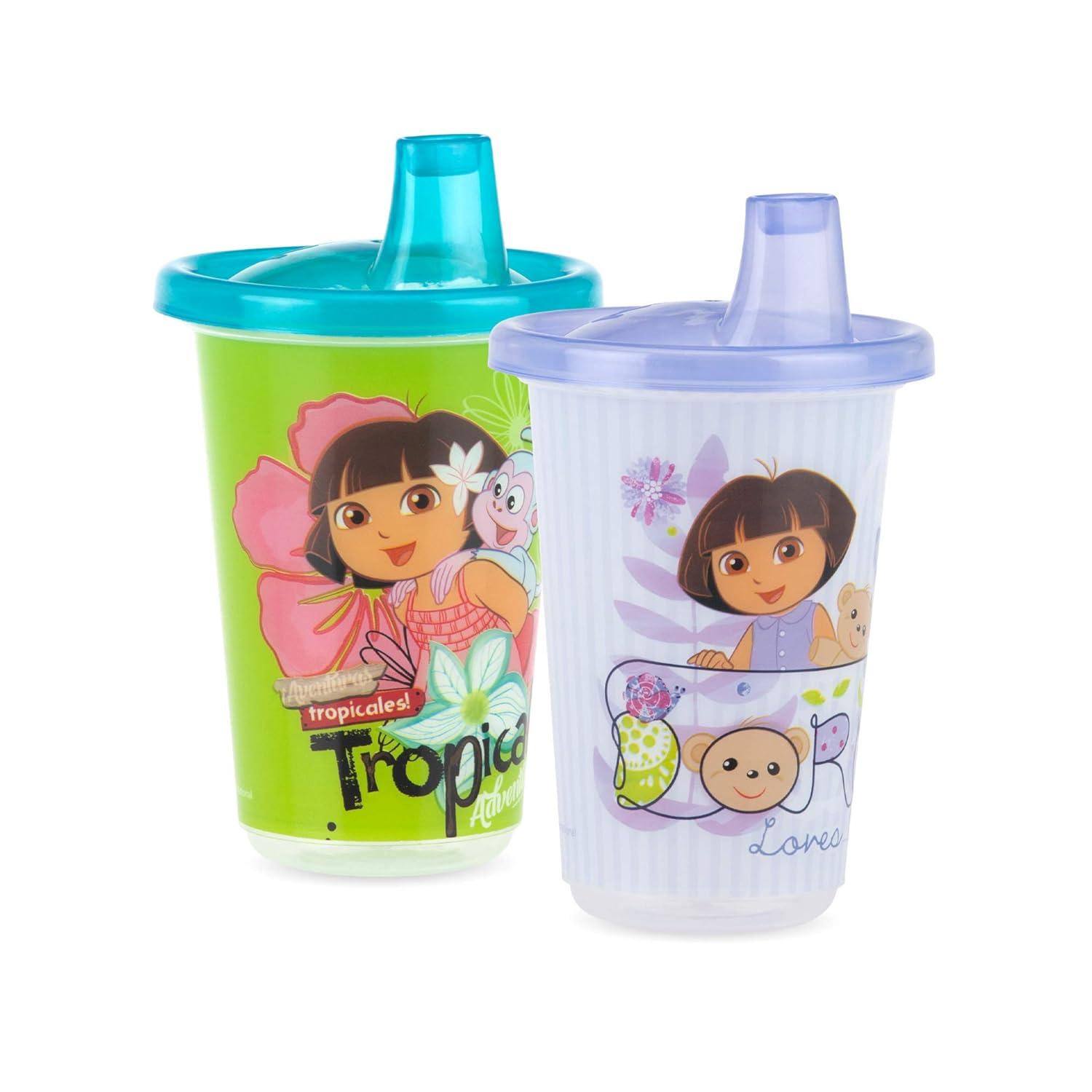 Nuby Wash or Toss Dora The Explorer Reusable Cups & Lids, 10 oz - 6 ...