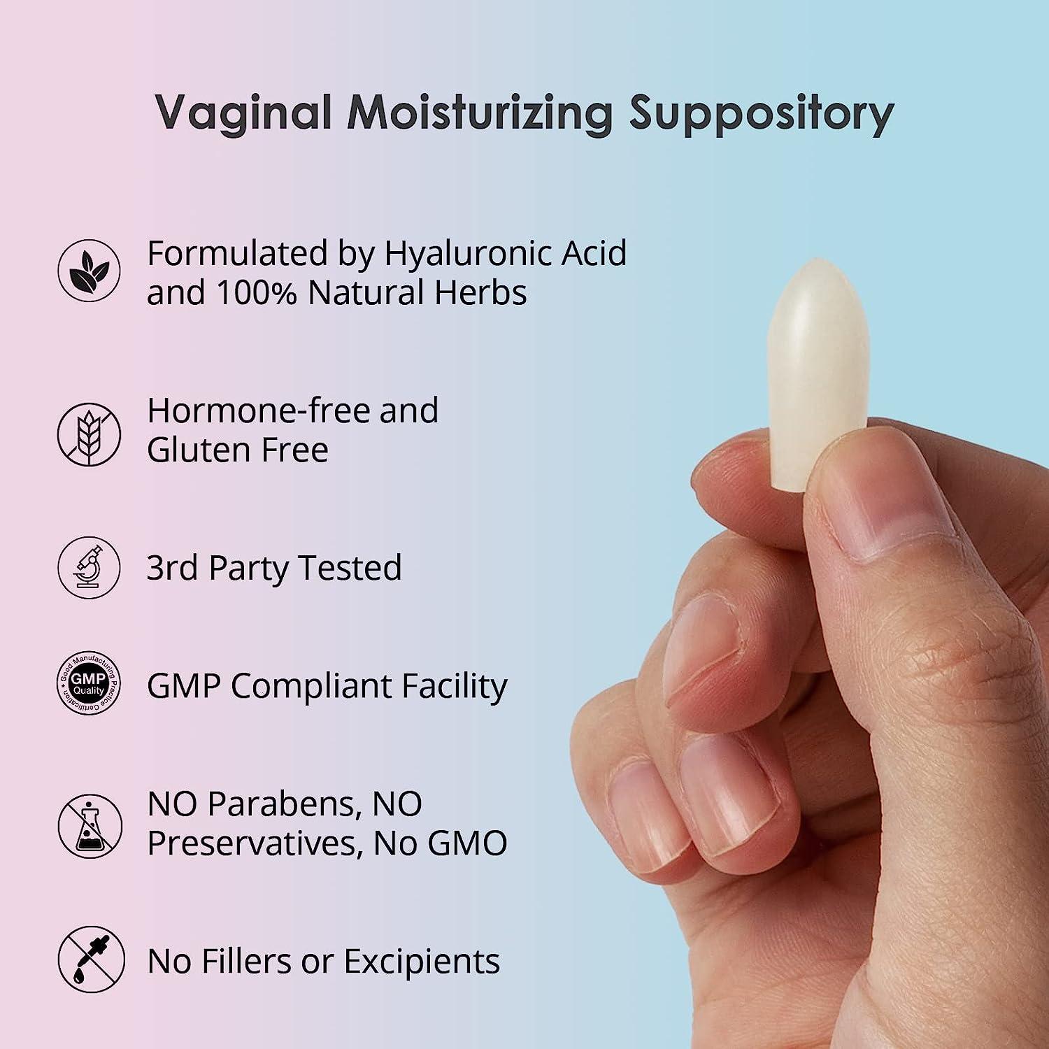 Intimate Moisturizer Vaginal Suppository - Hyaluronic Acid & Herbs for Dryness - pH Balance ...