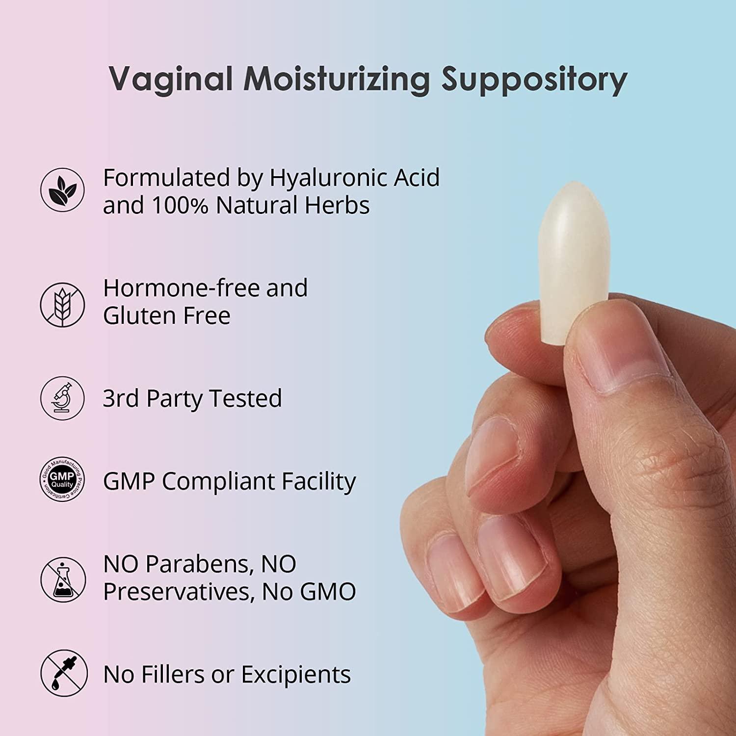Intimate Moisturizer Vaginal Suppository for Dryness & Discomfort - Hyaluronic Acid & Natural ...