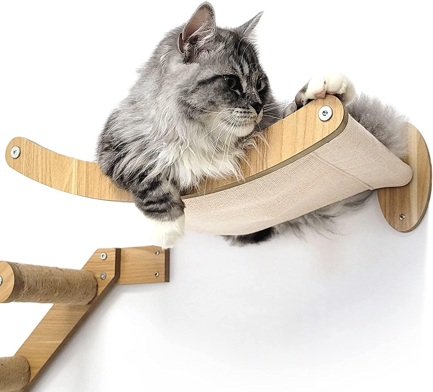 HeyKitten 17 Cat Wall Hammock for 2x4 Stud Mount - Stylish Floating ...