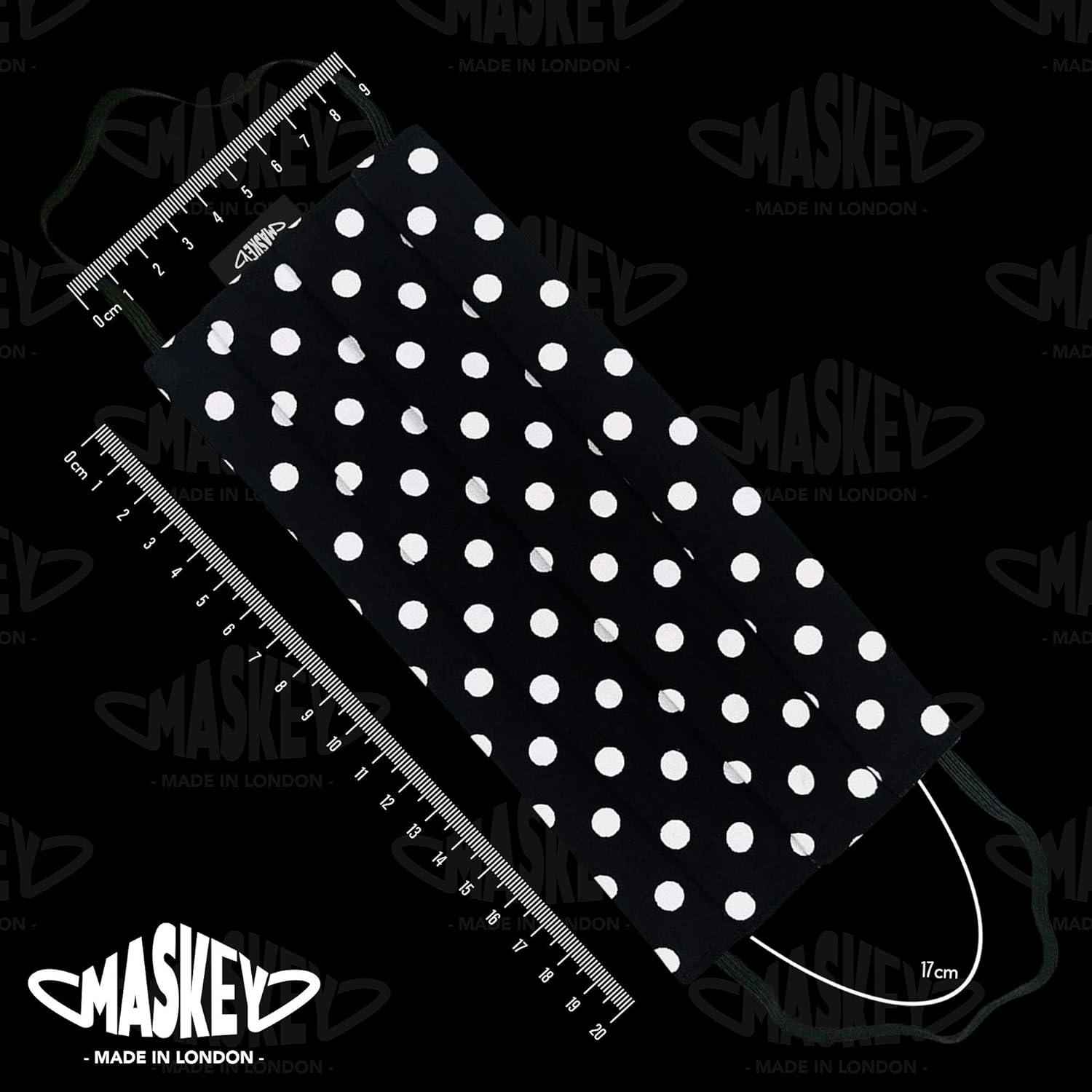 MASKEY White Dots on Black Washable Face Mask | 3-Layer Cotton ...
