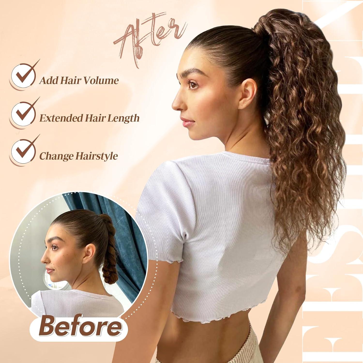 Fine Horsepower Hair Part with Cord - 45cm Long Waves Braid Extension ...