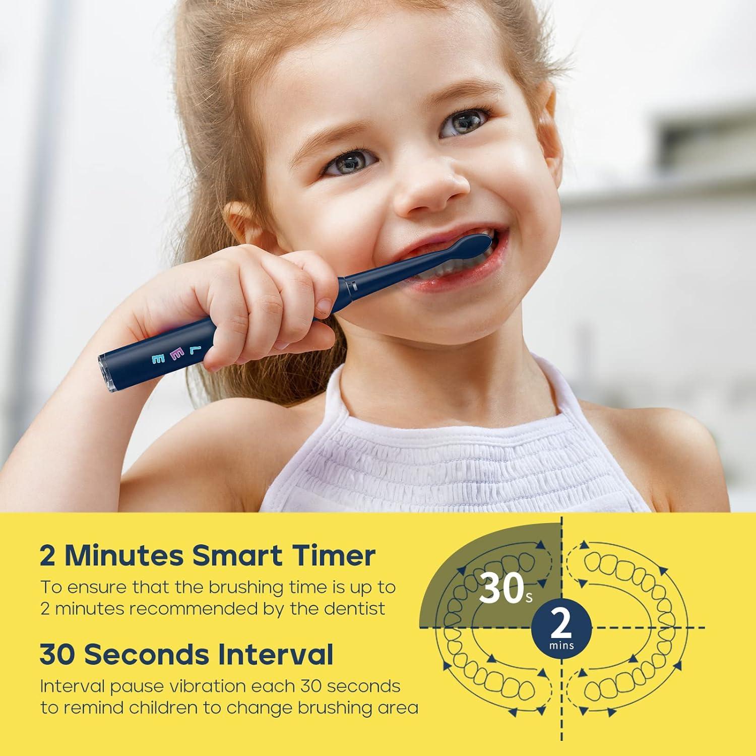Seago Kids Electric Toothbrush with DIY Stickers | Rechargeable & Smart Timer | 4 Brush Heads ...