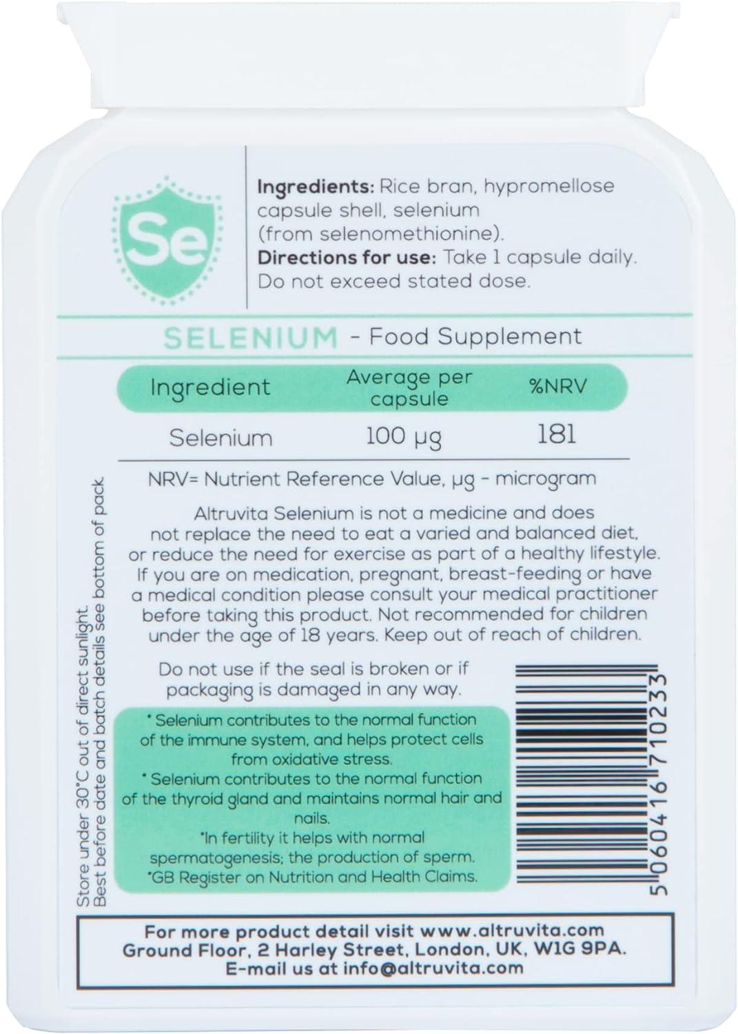 Altruvita Selenium Supplement | 100g | 60 Vegan Capsules | Support ...