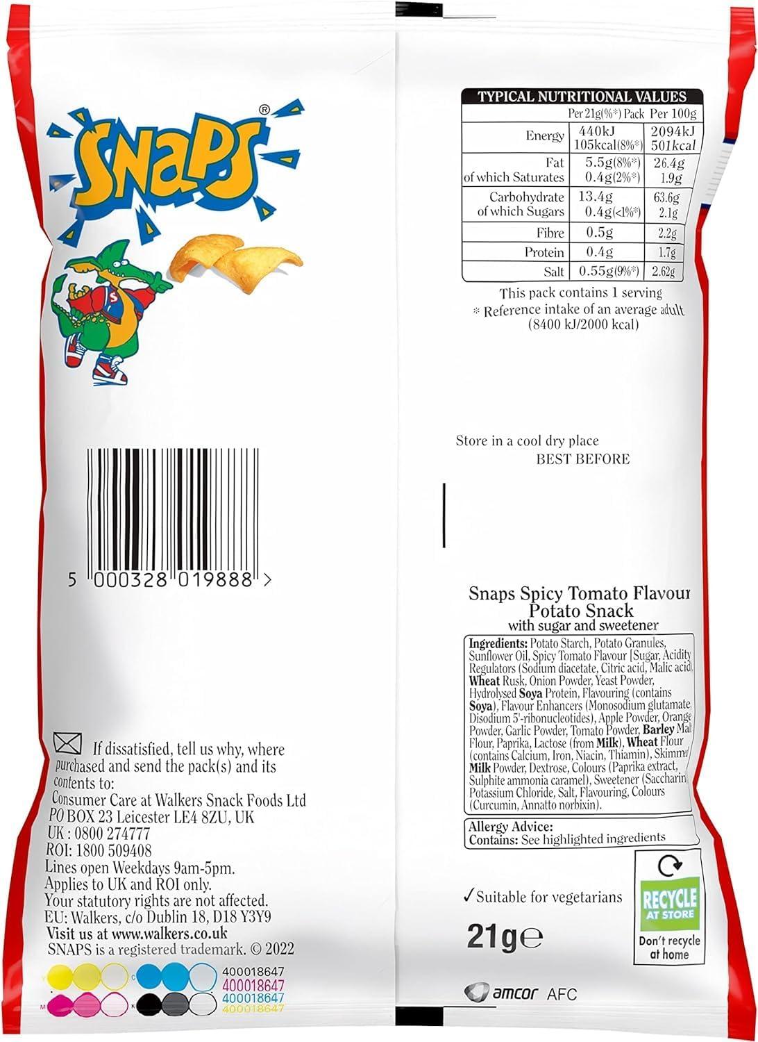 Smiths Snaps Spicy Tomato Snacks Crisps Bag 21g Case Of 30 | Buy Now ...