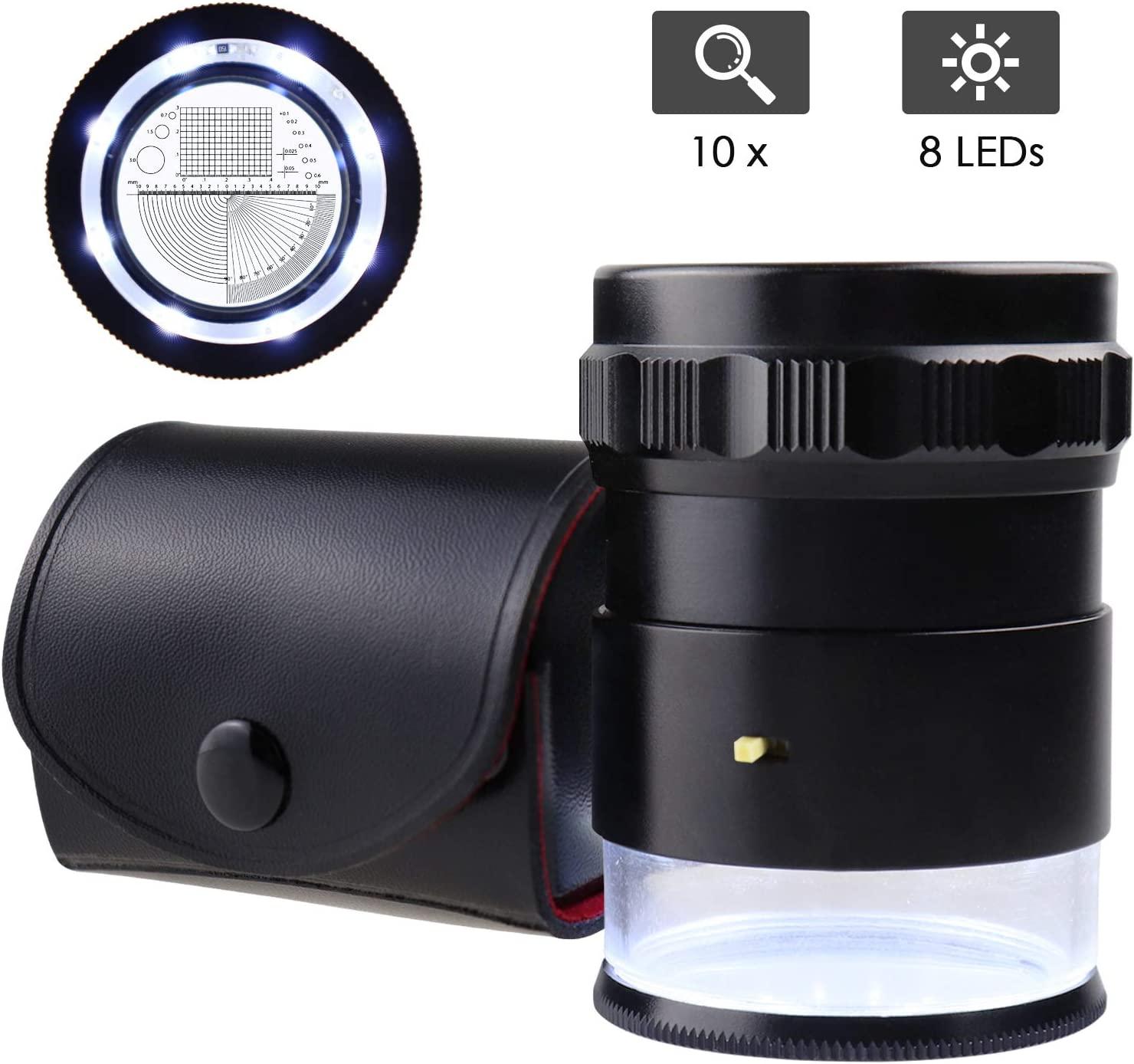 10X Illuminated Jewelers Loupe Magnifier with Interchangeable Reticle ...