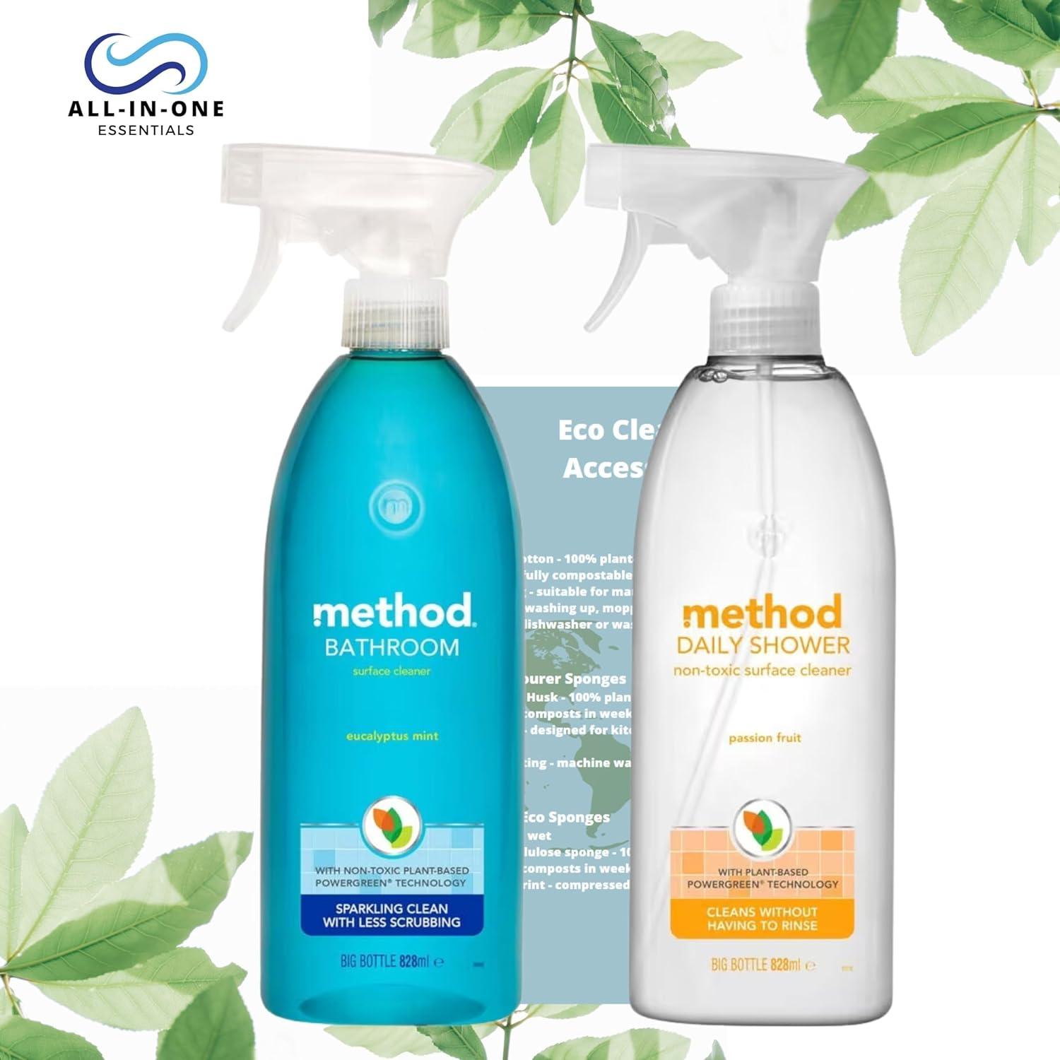 Eco Bathroom Cleaning Bundle With Method Bathroom Cleaner and Daily ...