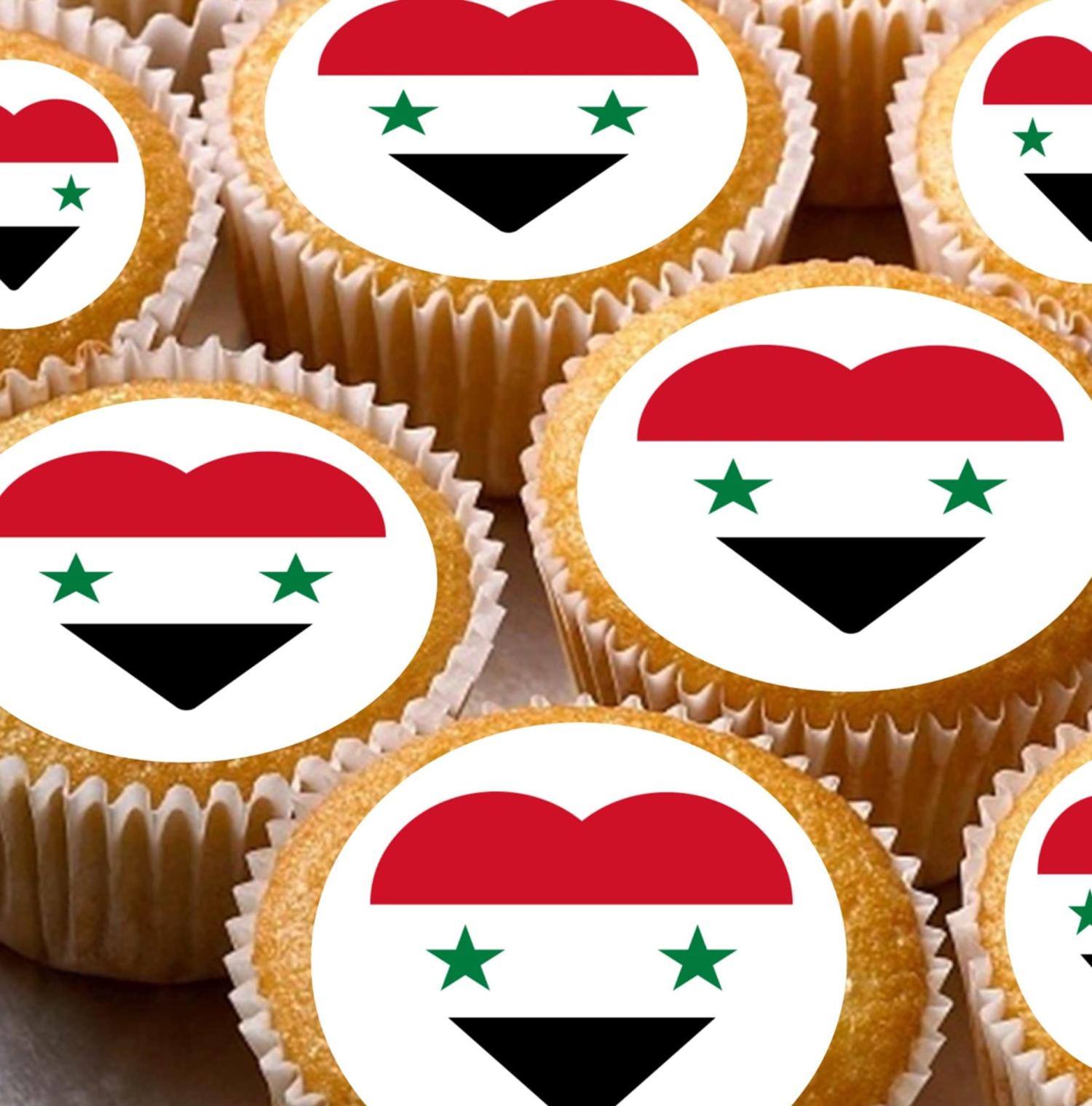 Syria Syrian Flag hearts style 24 pre-cut edible party decorations ...