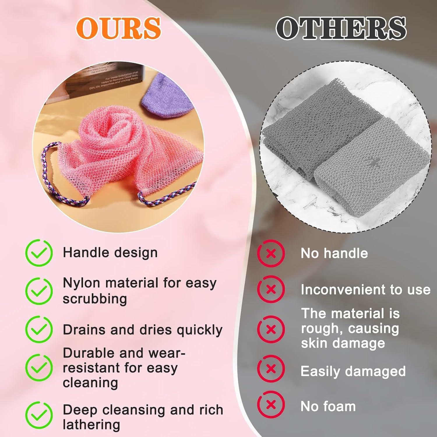 ATTEASAY 5-Pack African Exfoliating Bath Sponge Set for Daily Shower ...