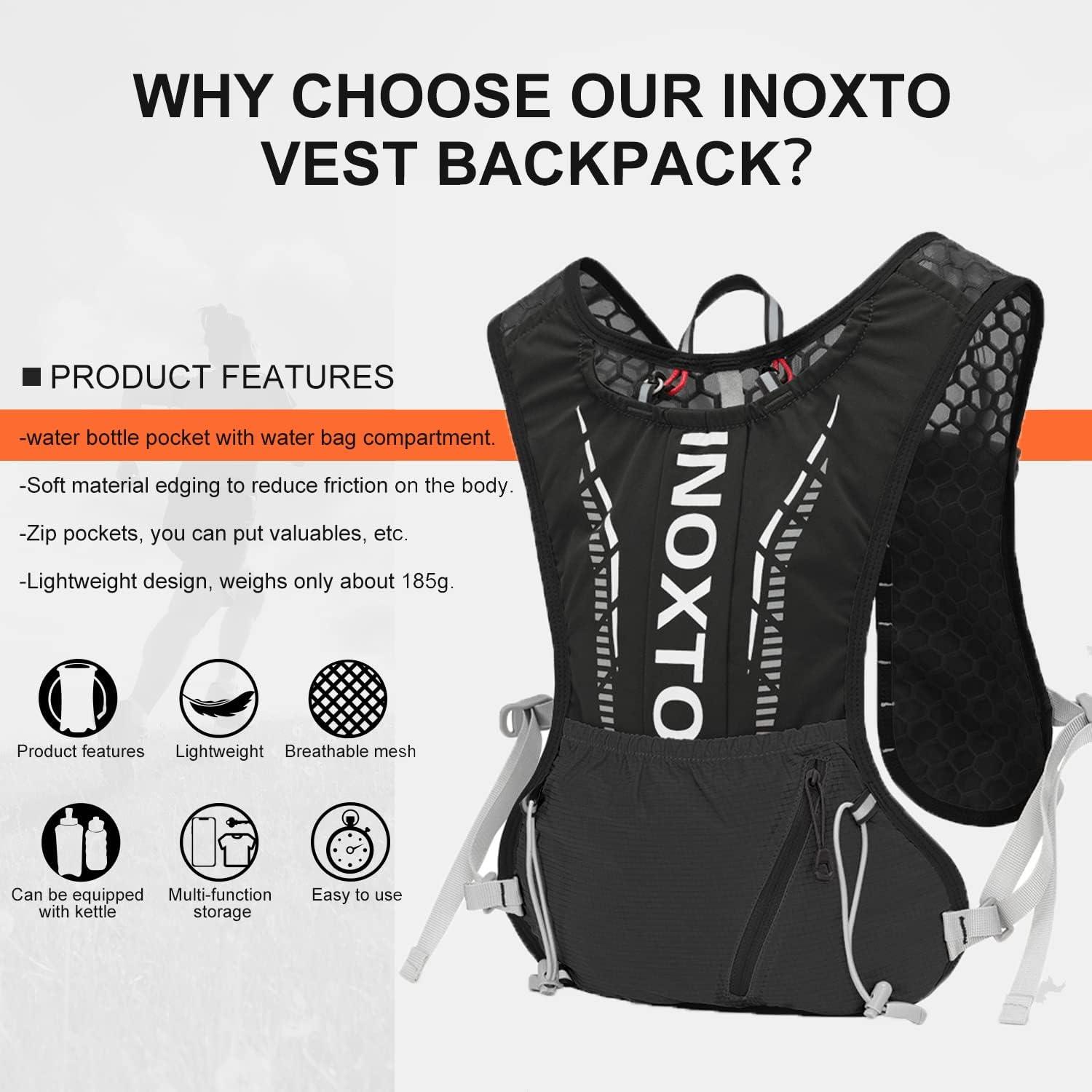 INOXTO Hydration Vest Backpack with 1.5L Water Bladder Bag ...