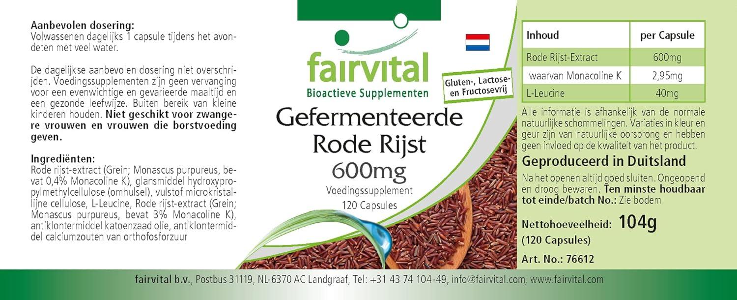 Fairvital Fermented Red Rice 600mg Capsules | High-Dosage Monascus ...