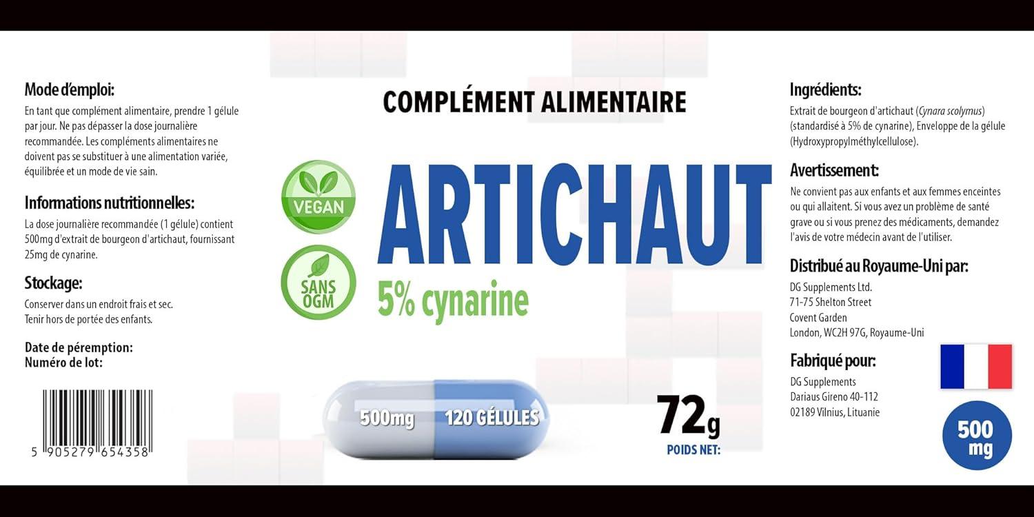 Hepatica Artichoke Extract 500mg | 120 Vegan Capsules | 5% Cynarin ...