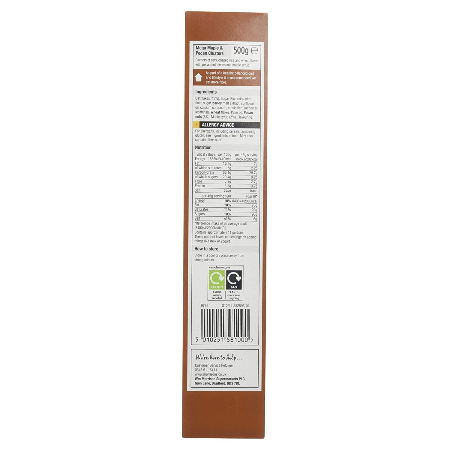 Morrisons Maple & Pecan Clusters 500g - Delicious Breakfast Cereal ...