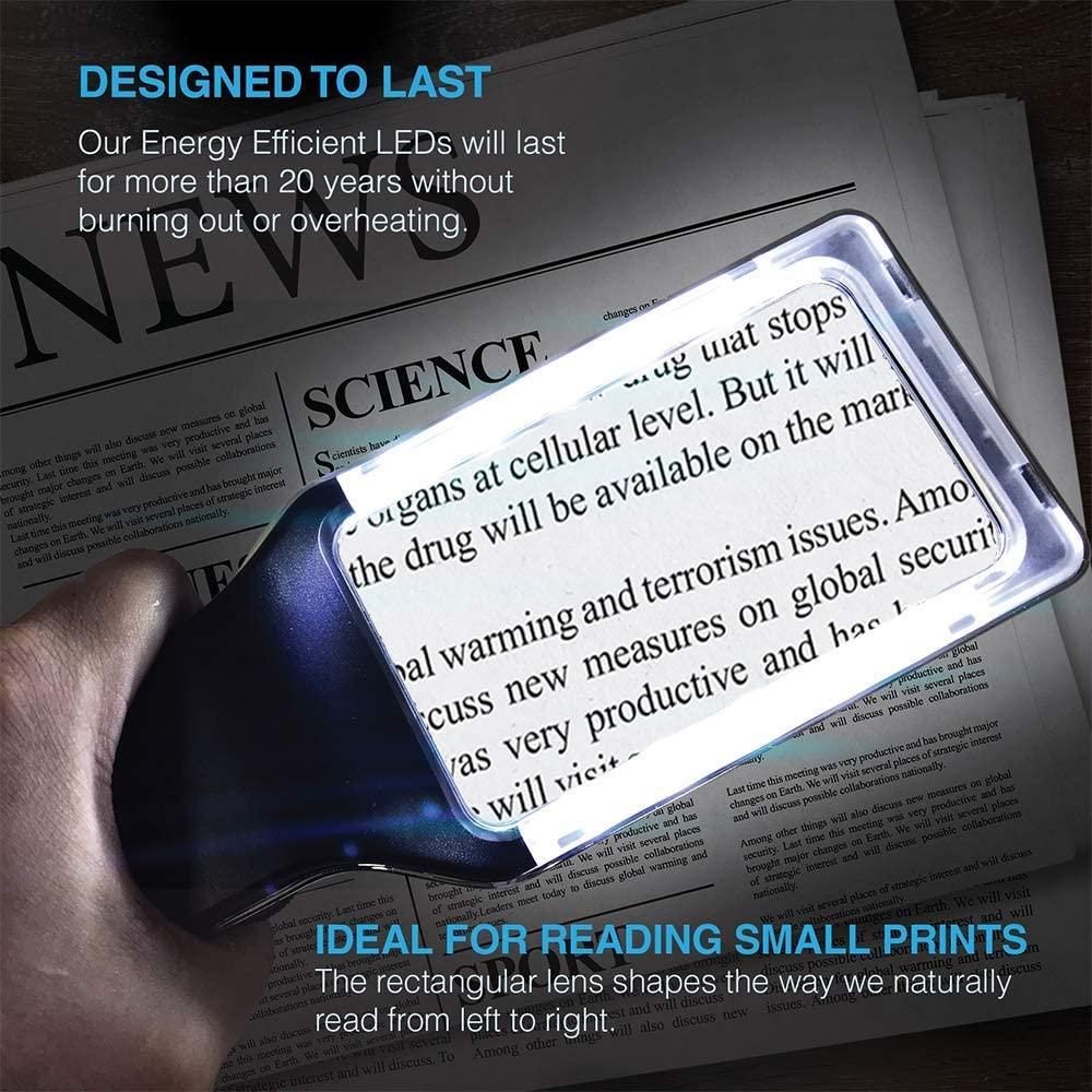 Rechargeable 4X Magnifying Glass with 10 Anti-Glare LEDs - Ideal for ...