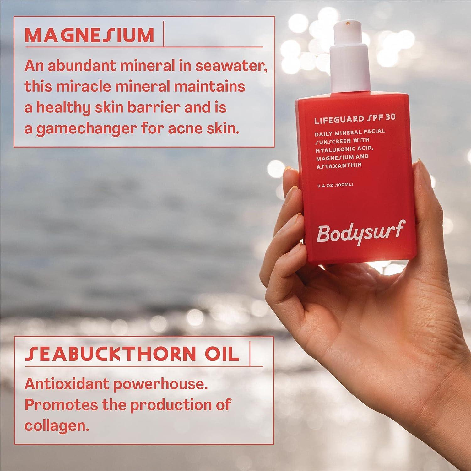 Bodysurf Mineral Sunscreen SPF 30 for Sensitive Skin with Hyaluronic ...