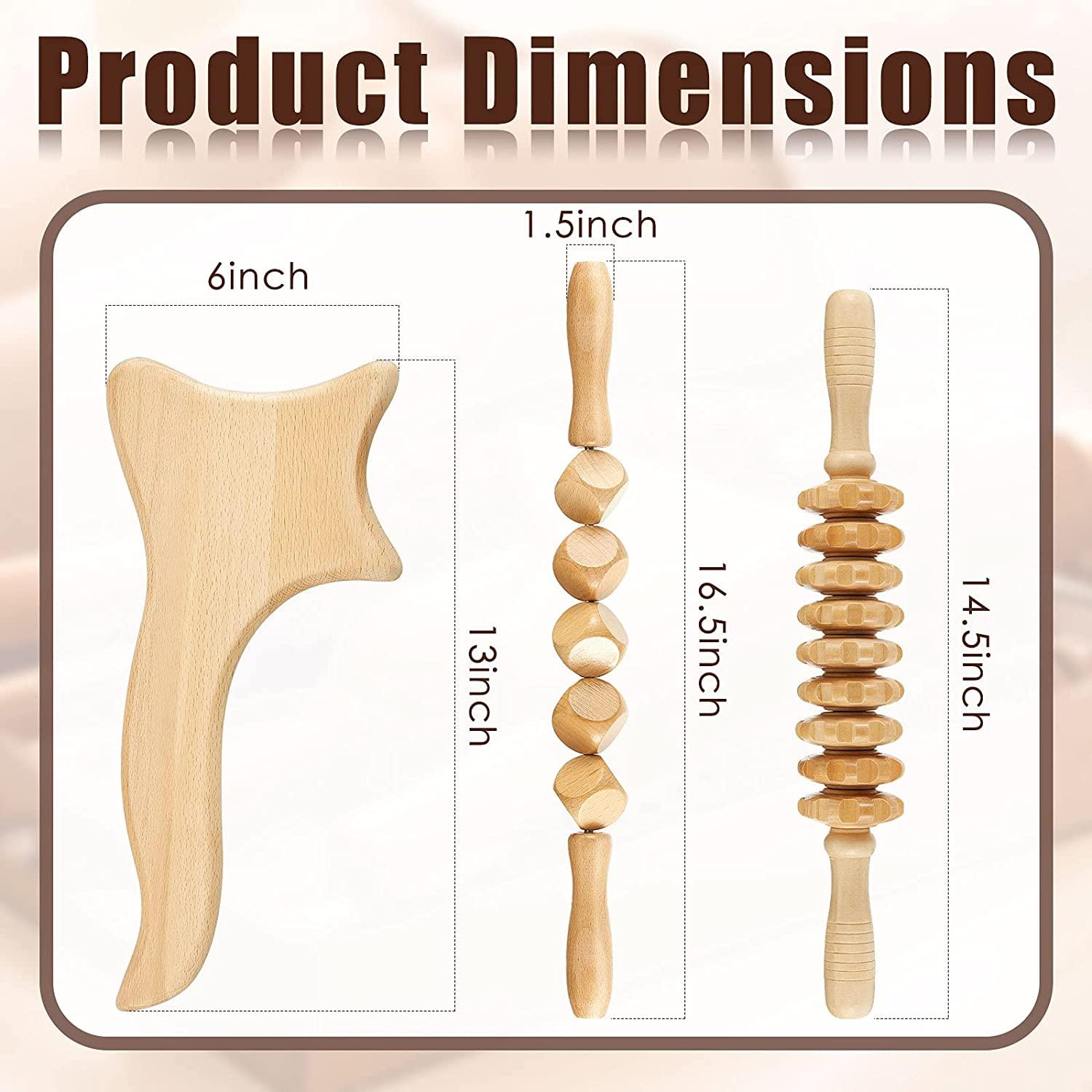 3-Piece Wood Therapy Massage Kit for Lymphatic Drainage and Cellulite ...