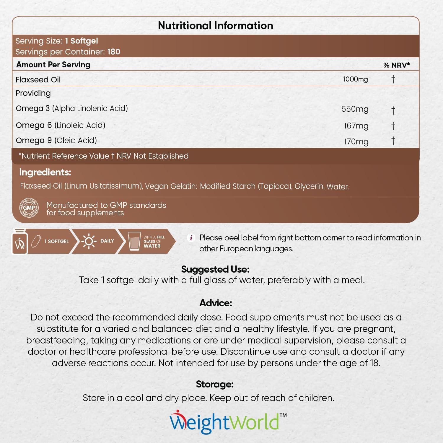 Flaxseed Oil Capsules 2000mg - Cold-Pressed Vegan Omega 3 6 9 ...