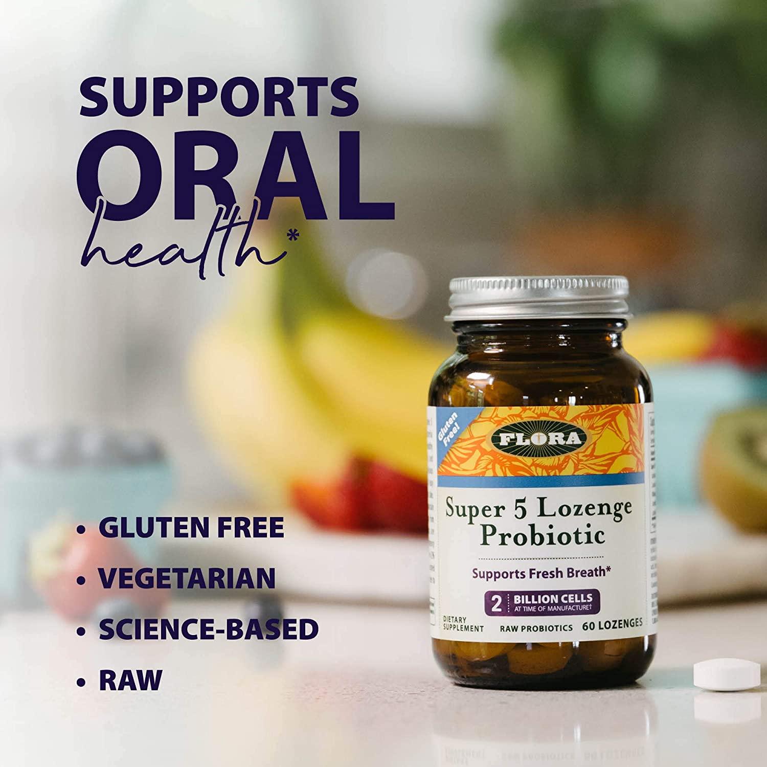 Flora Super 5 Probiotic Lozenges - 2 Billion Cells, 60 Count | Buy Now ...