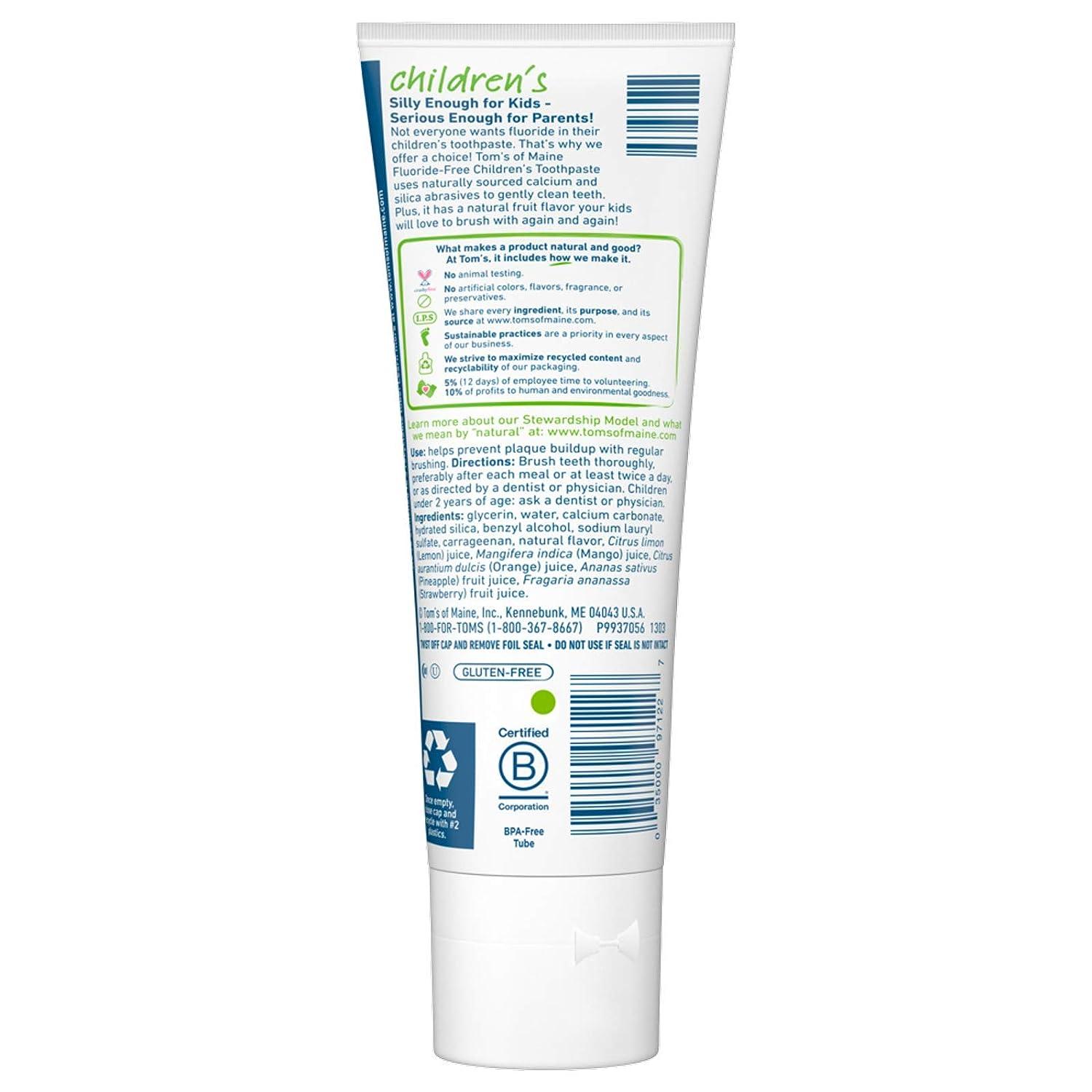Tom's of Maine Natural Kid's Silly Strawberry Fluoride-Free Toothpaste ...
