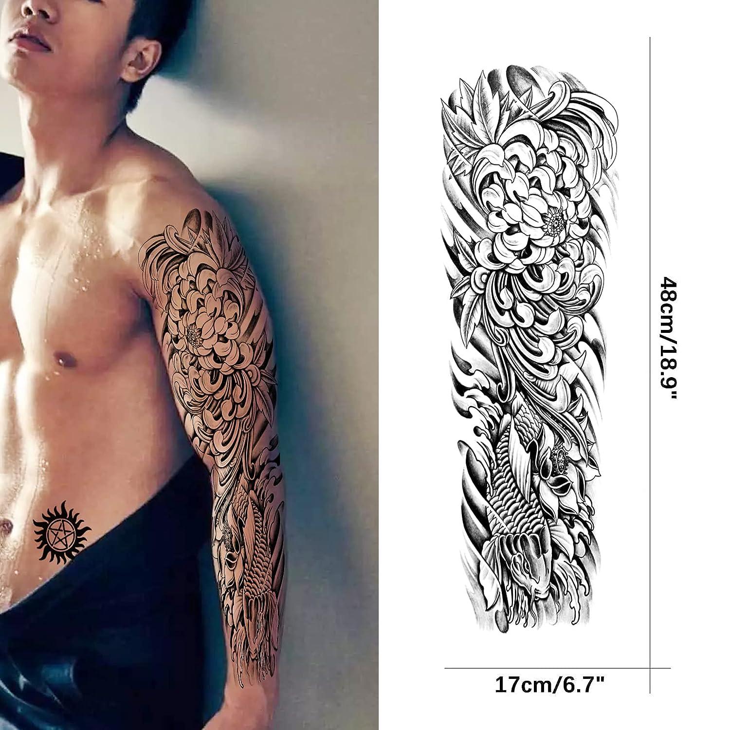 Mens sleeve tattoo flowers - Dmhtattoos.com