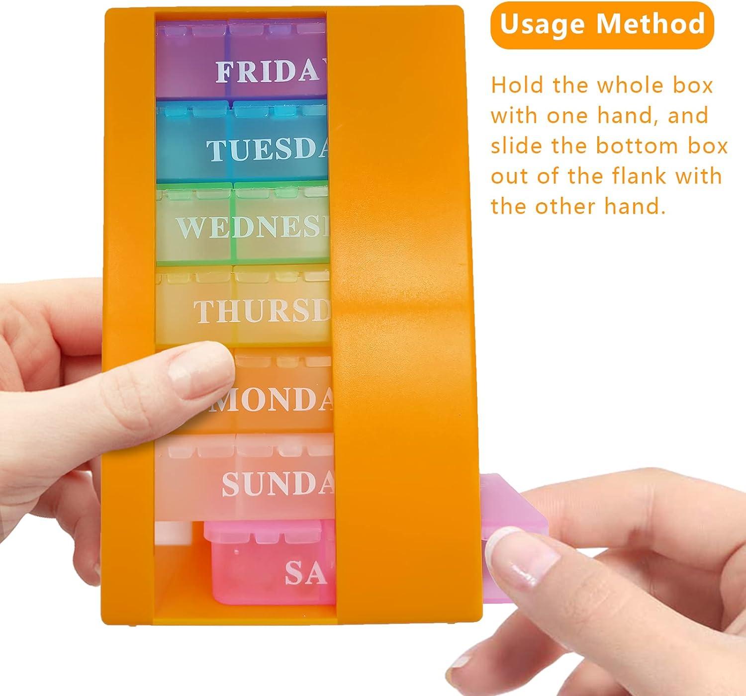 3 Times a Day Portable Pill Box Organizer - Orange | Weekly Stackable ...