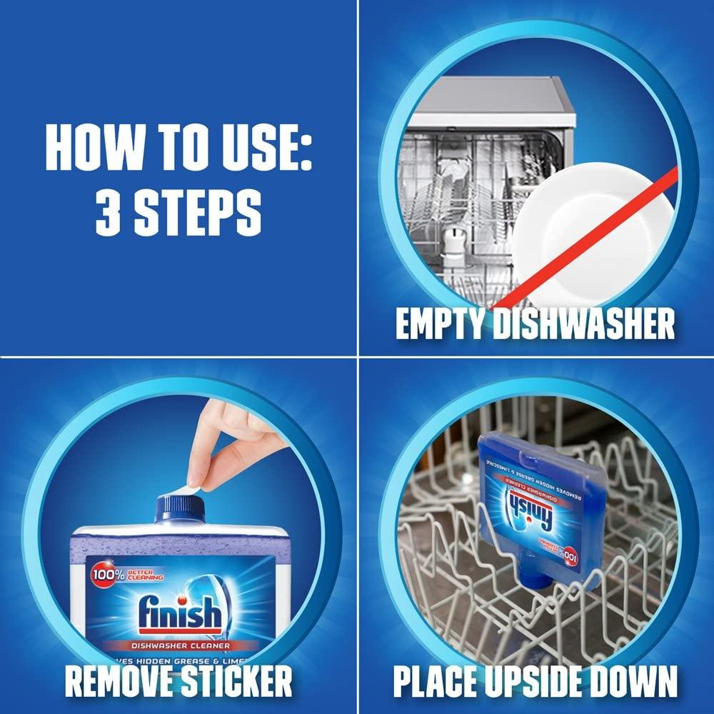 Finish Dishwasher Machine Cleaner 8.45 fl oz - Dual Action Pack of 4 ...