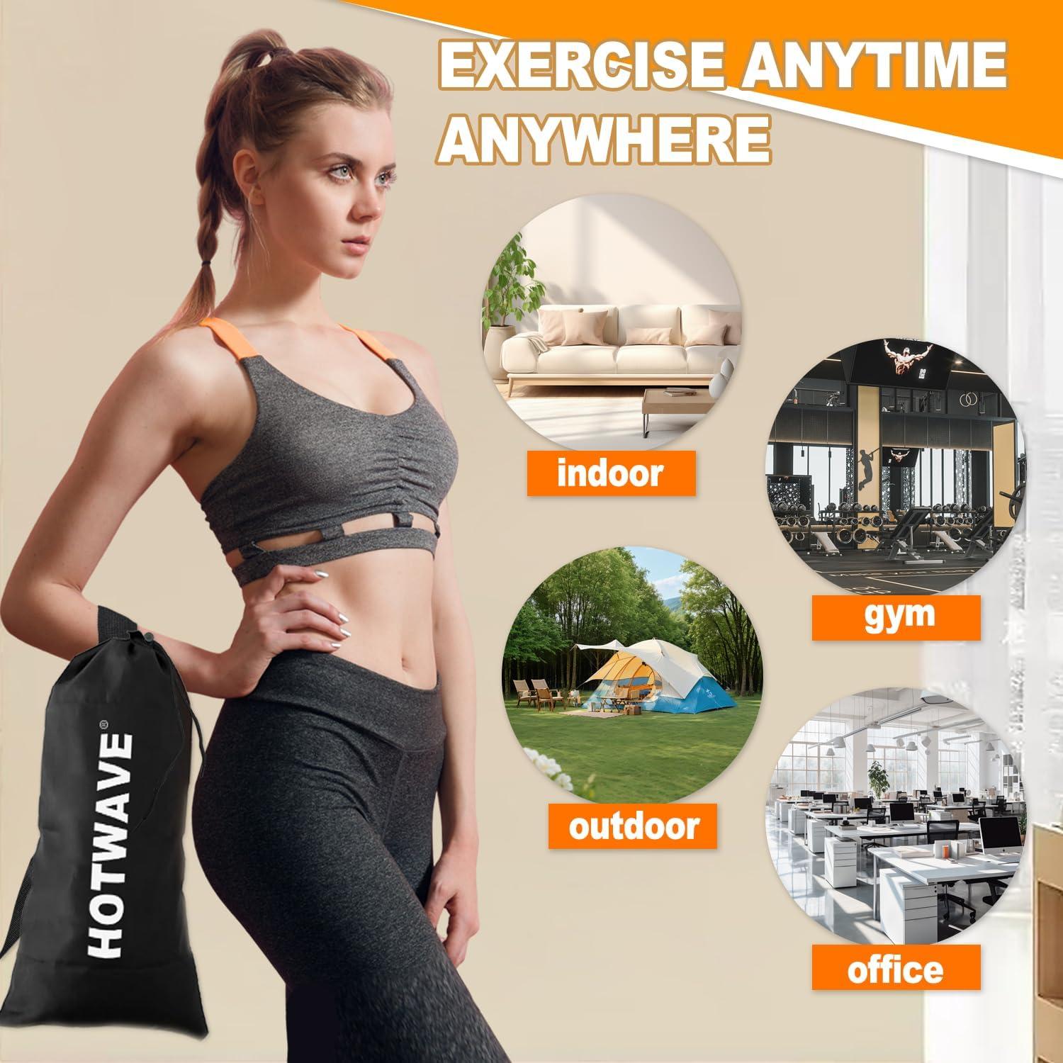 Buy HOTWAVE Resistance Bands Bar with Ab Roller - Portable Home Gym for Strength Training Squats ...