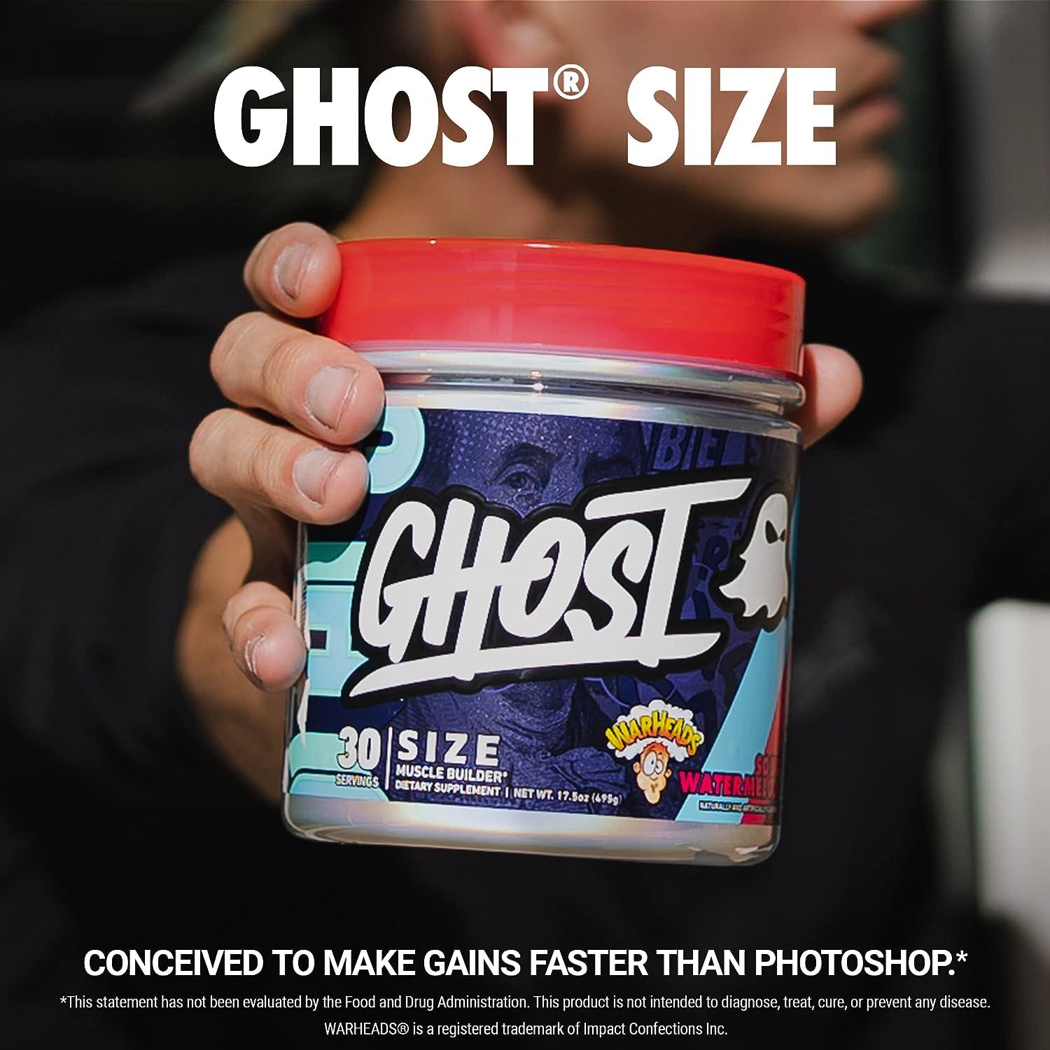 Ghost Size Muscle Builder Supplement - Warheads Sour Watermelon Flavor ...