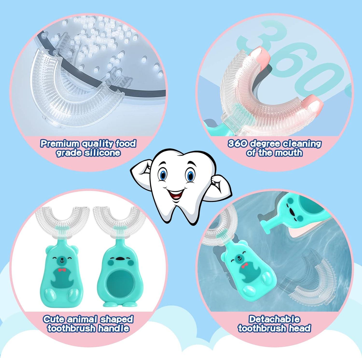 U Shaped Kids Toothbrush with Silicone Bristles - BPA Free Duck Design ...