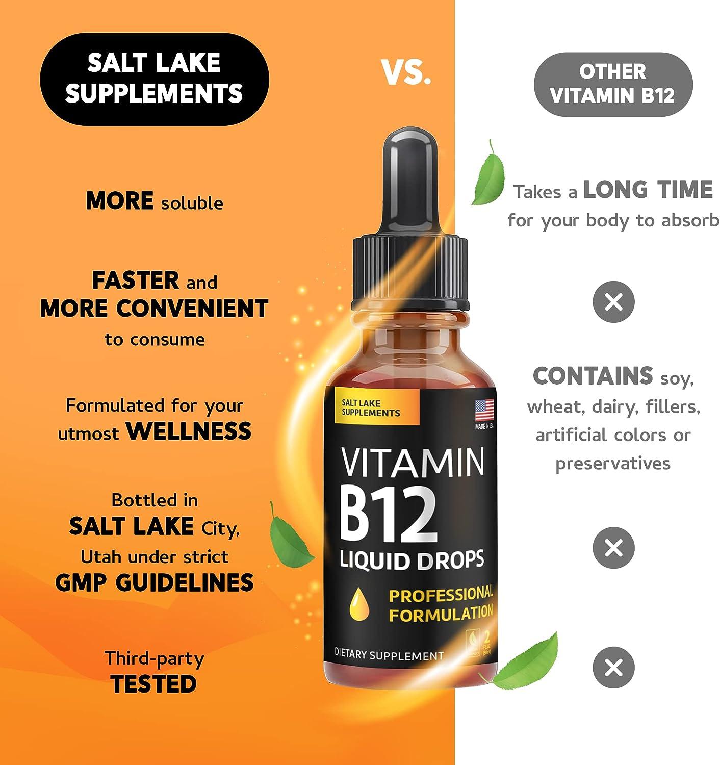 Vegan Vitamin B12 Liquid Drops - Fast-Acting Methylcobalamin Complex ...