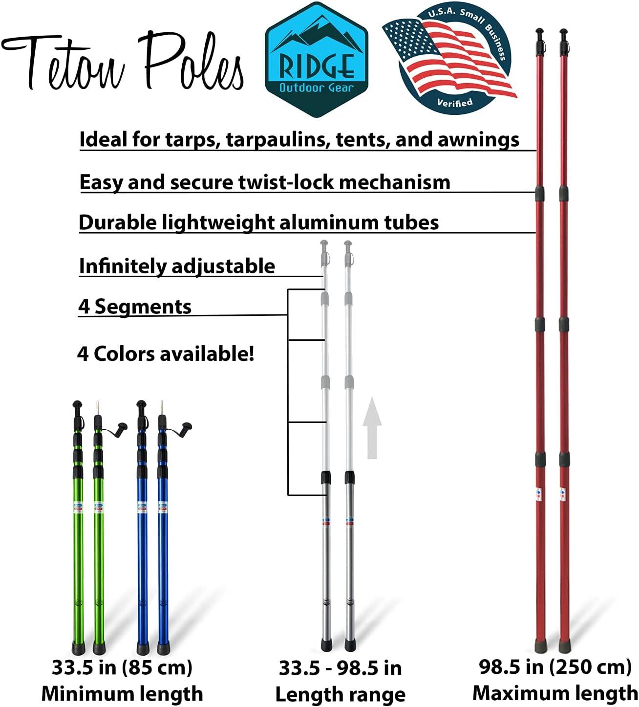 Ridge Outdoor Gear Adjustable Telescoping Tarp Tent Poles - Blue ...