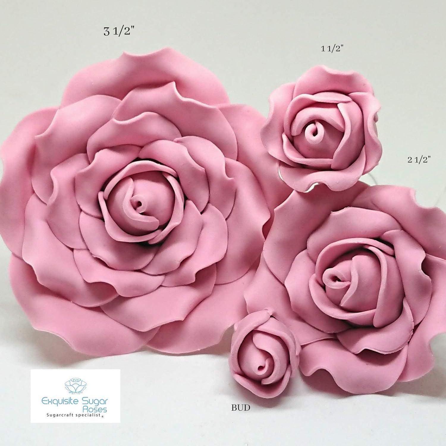 Sugar roses dusky pink *4 sizes* wired flower cake decoration topper (1 ...