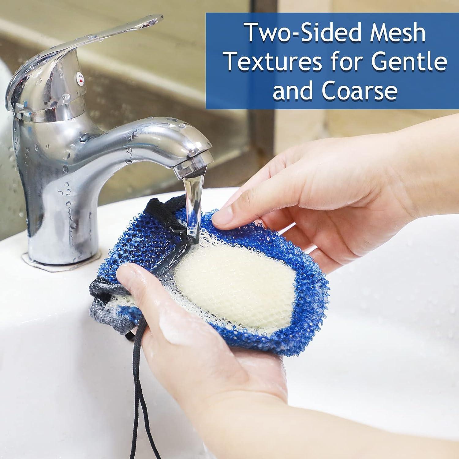 6 Pack Exfoliating Bar Soap Pouch | Dual Sided Mesh Scrubber Bag for ...