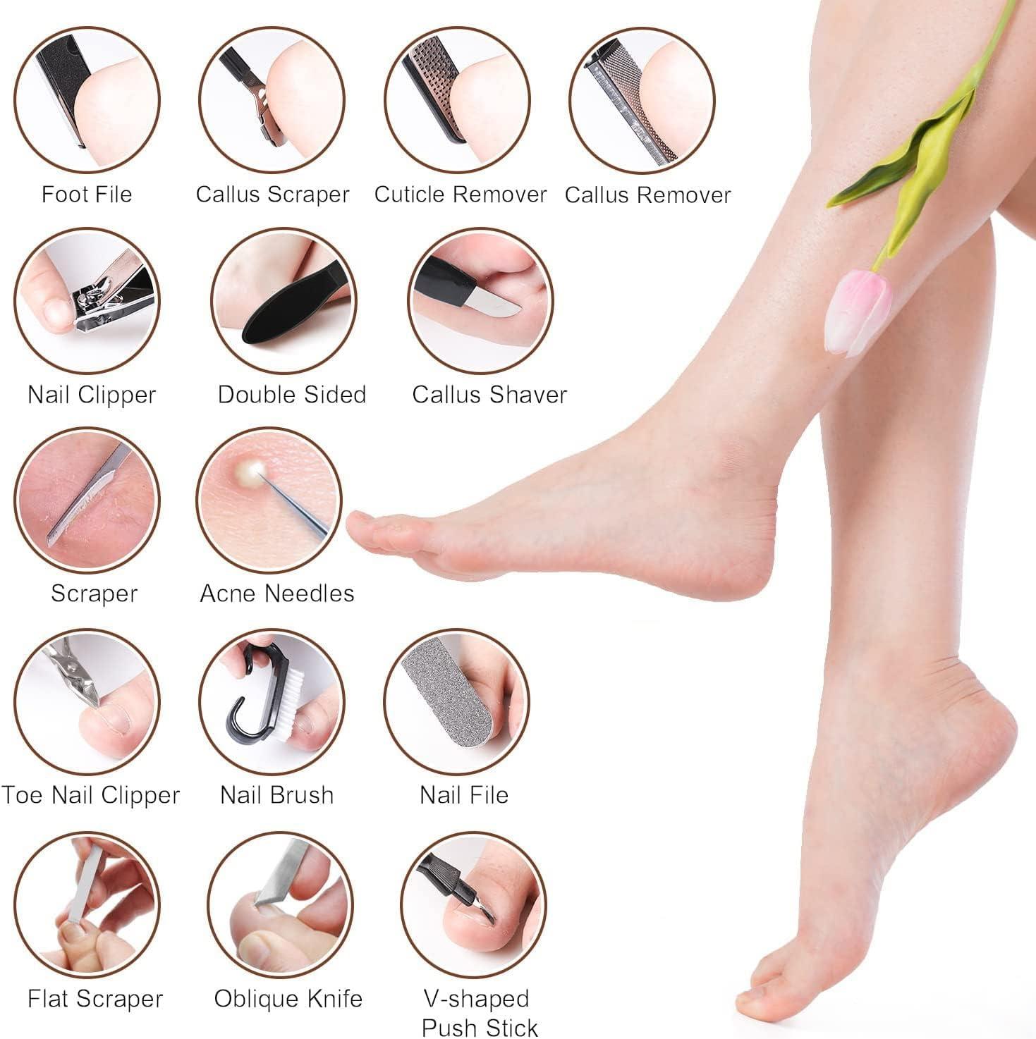 Professional 36-in-1 Stainless Steel Pedicure Kit | Foot Care Set for ...