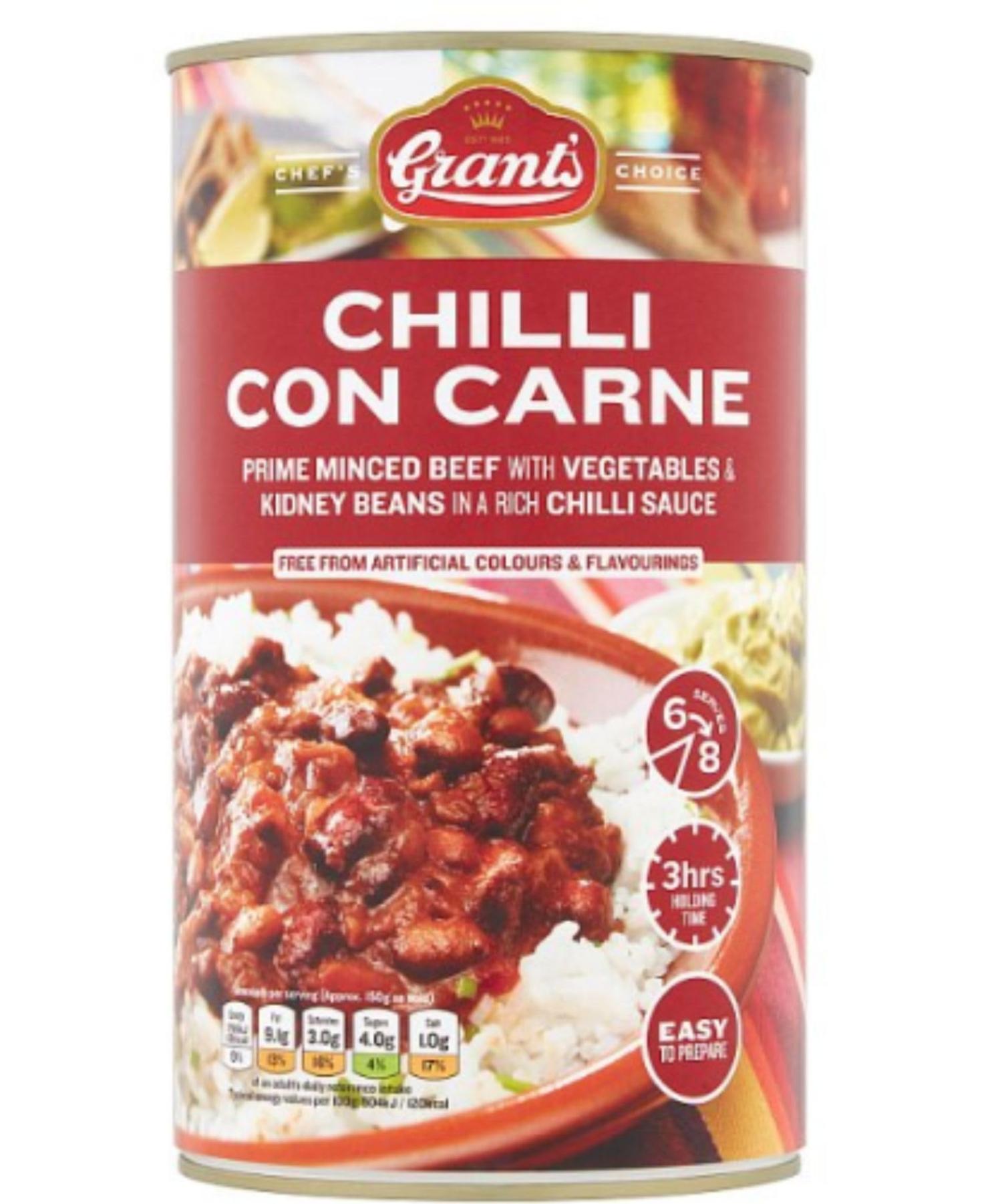 Chilli Con Carne 1.2kg tinned Chilli con Carne.Free from artificial ...
